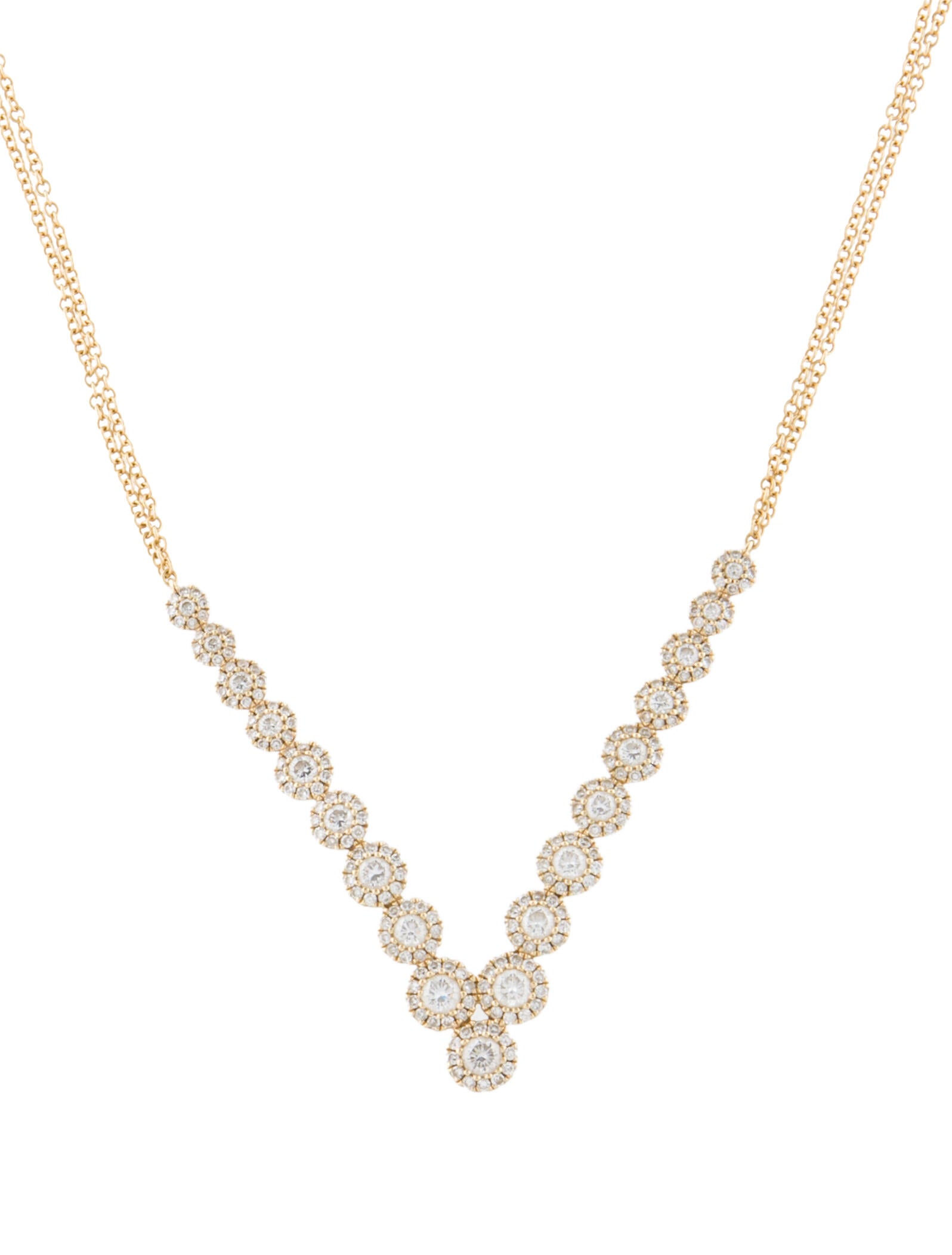 Shy Creation 14K Diamond Collar Necklace - 14K Yellow Gold Pendant ...