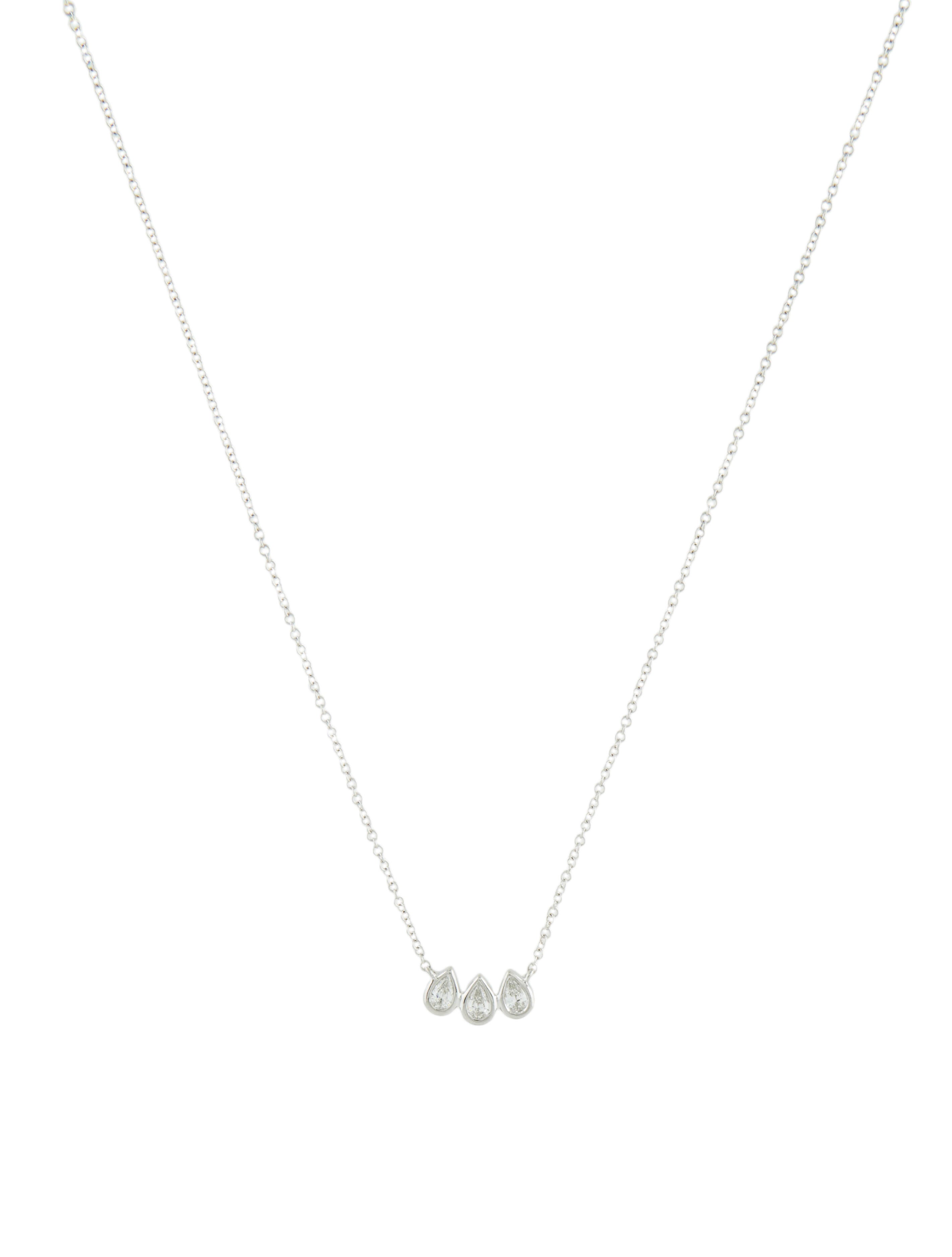 Shy Creation 14K Diamond Triple Pear Pendant Necklace - Rhodium-Plated ...