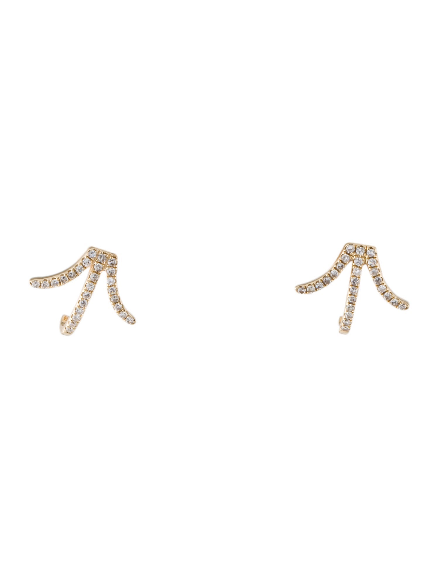 Shy Creation 14K Diamond Drop Stud Earrings - 14K Yellow Gold Stud ...