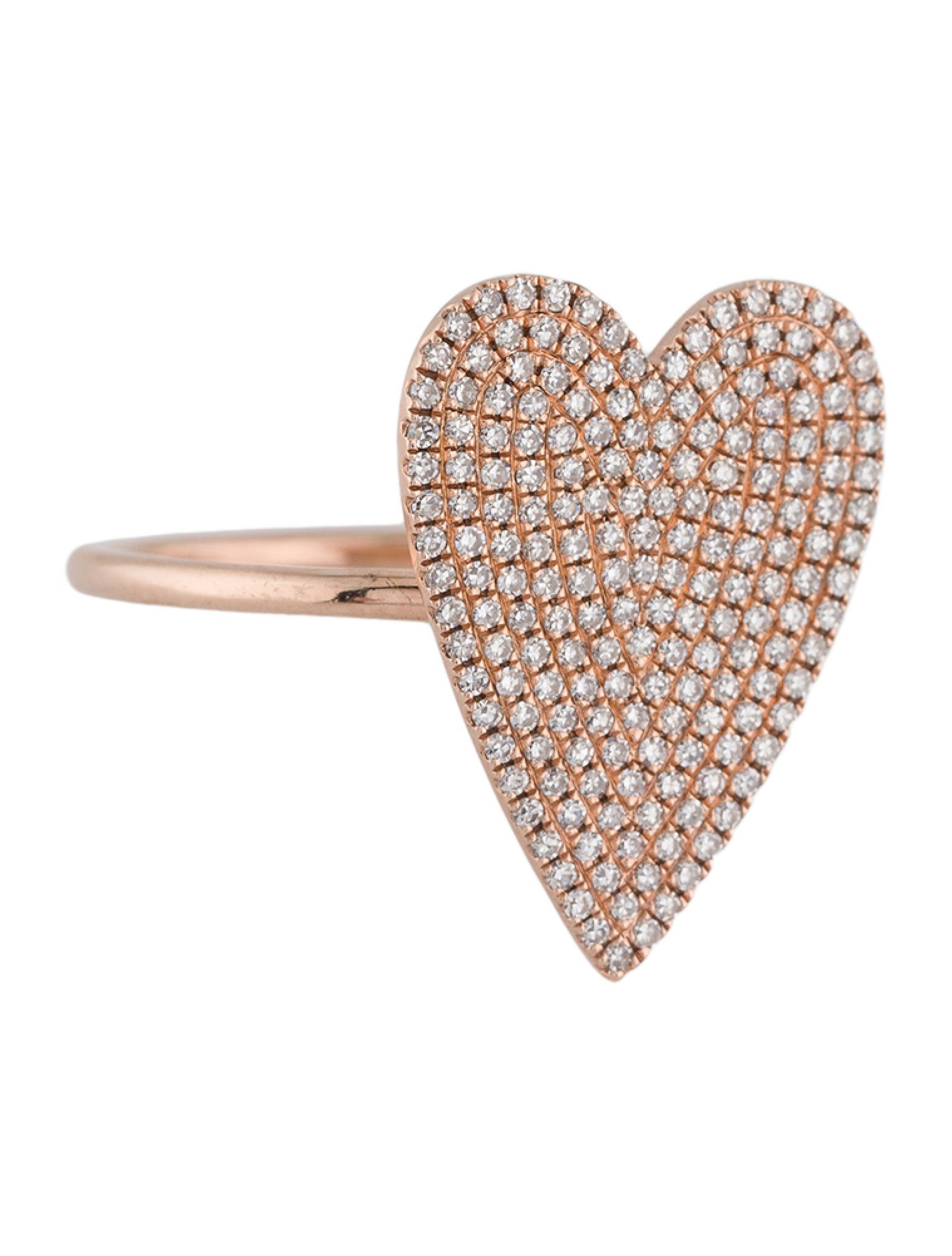 Shy Creation 14K Diamond Pavé Heart Ring - 14K Rose Gold Cocktail Ring ...