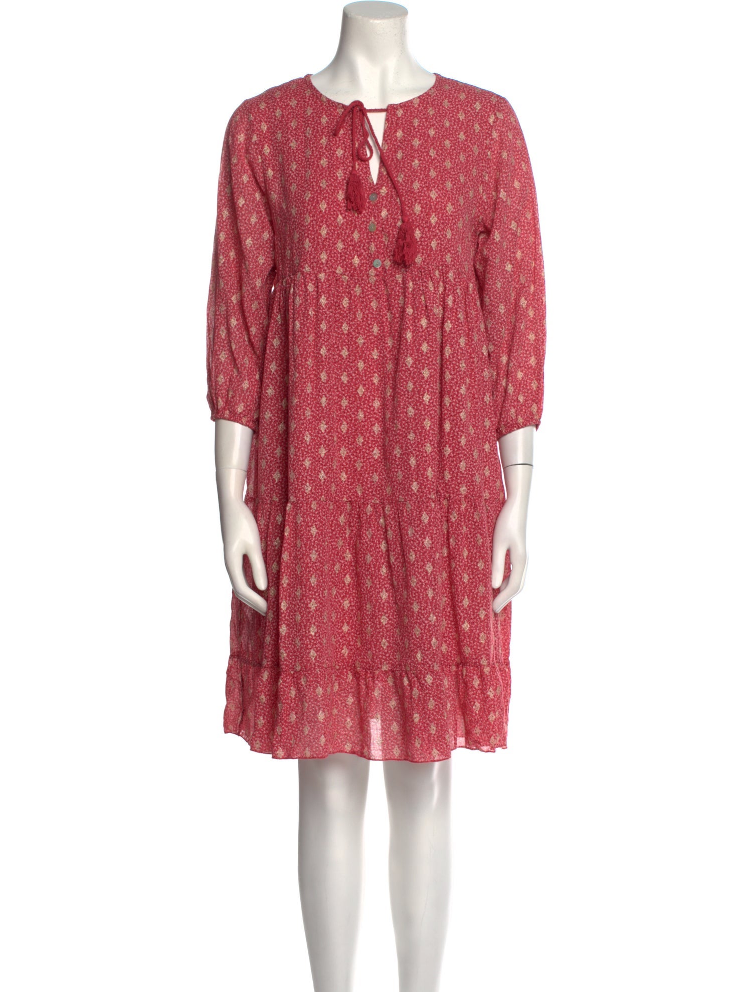 Scandal Italy Floral Print Knee-Length Dress - Red Dresses, Clothing ...