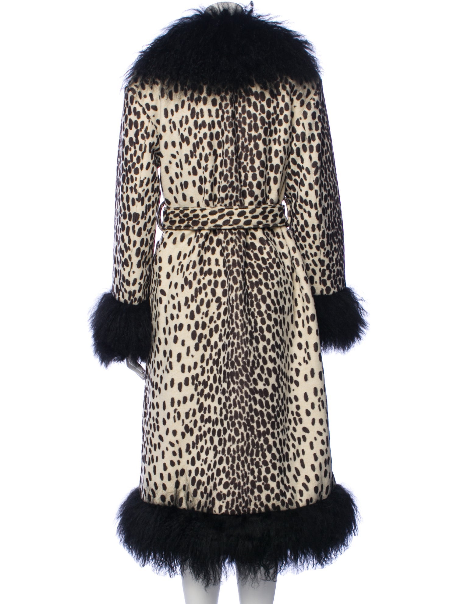 Charlotte Simone Shearling Animal Print Fur Coat - Black Coats ...
