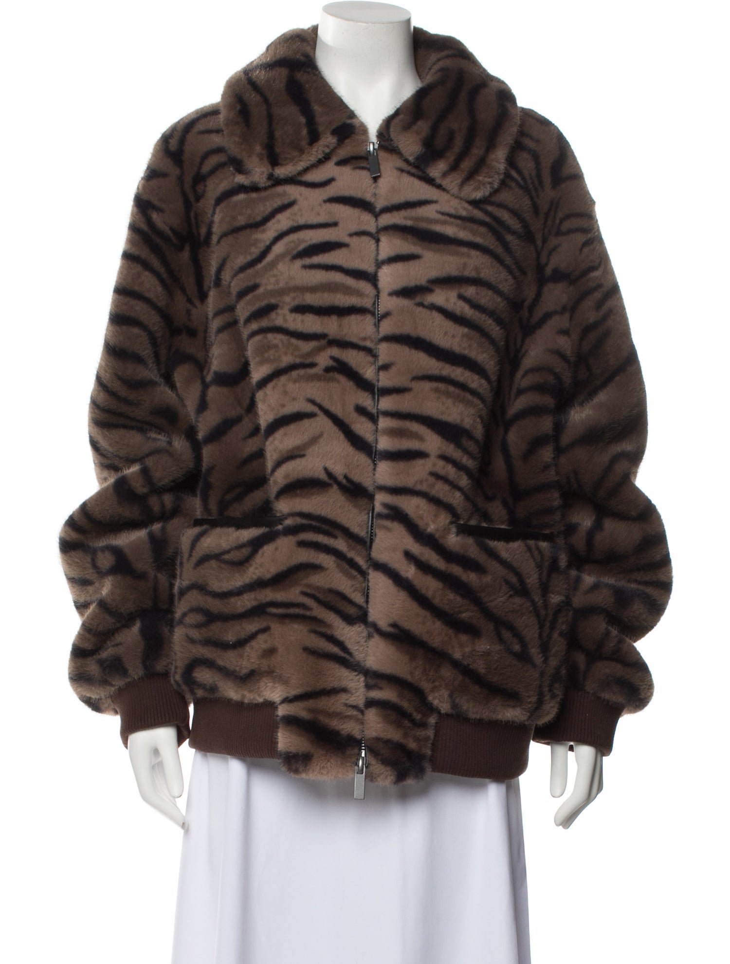 Charlotte Simone Animal Print Faux Fur Jacket - Brown Jackets, Clothing ...