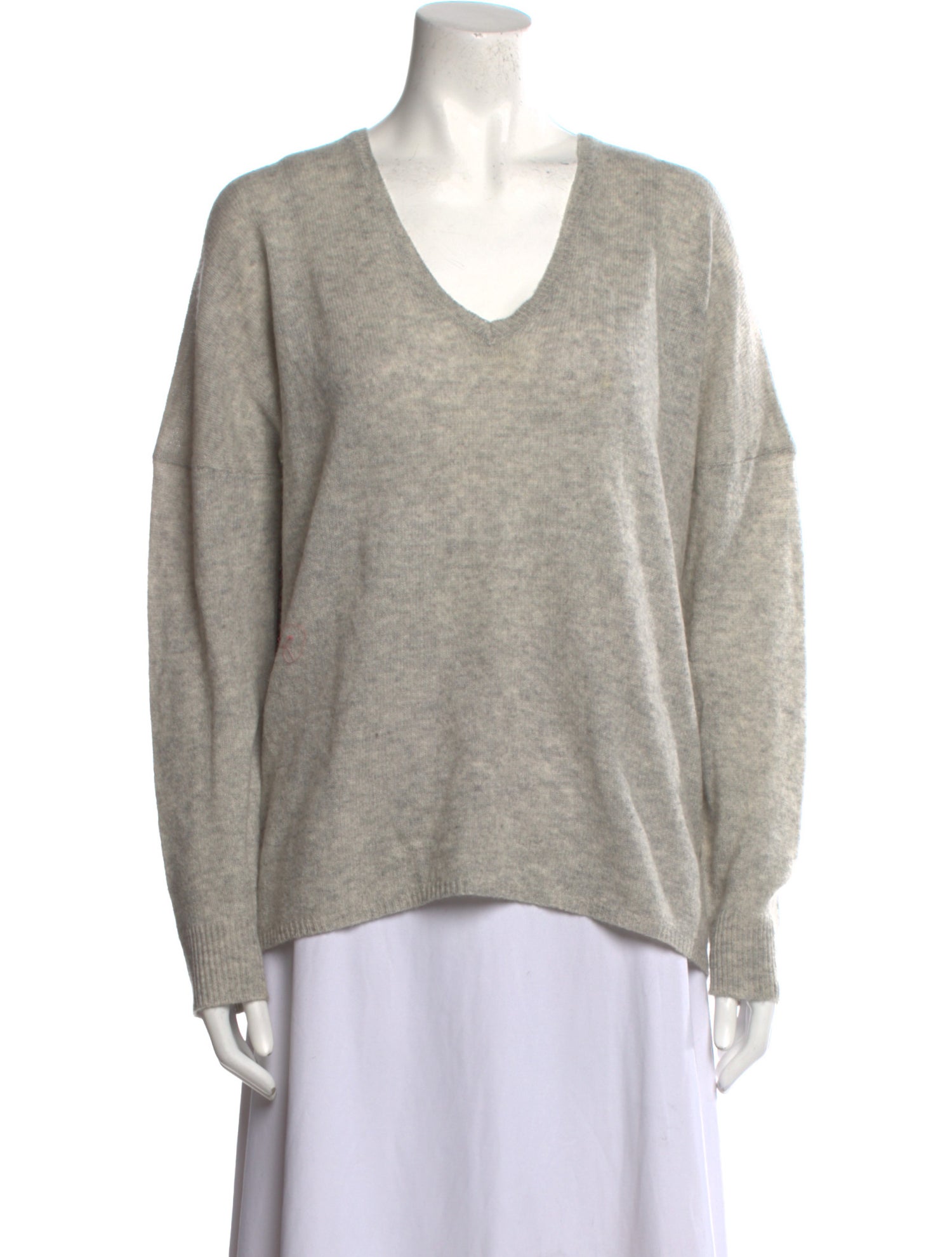 Skull Cashmere Cashmere V-Neck Sweater - Grey Knitwear, Clothing ...