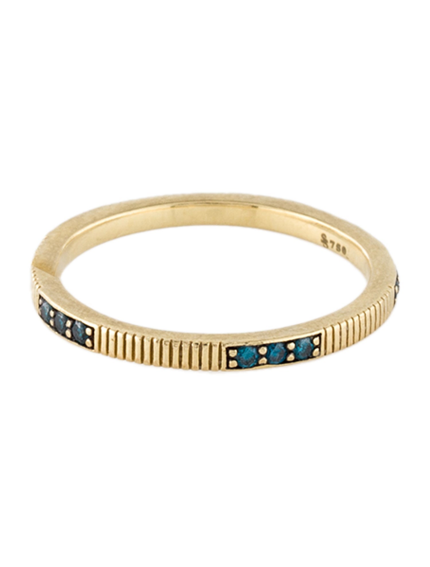Sloane Street 18K Diamond Textured Strie Band - 18K Yellow Gold Band ...