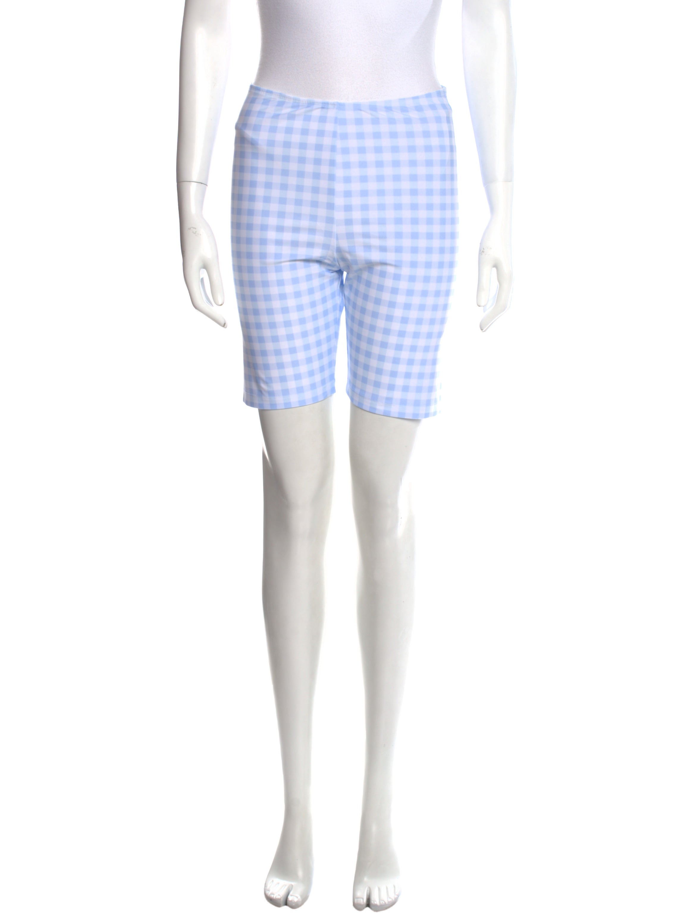 Sleeper Plaid Print Mini Shorts w/ Tags - Blue, 10.25" Rise Shorts ...