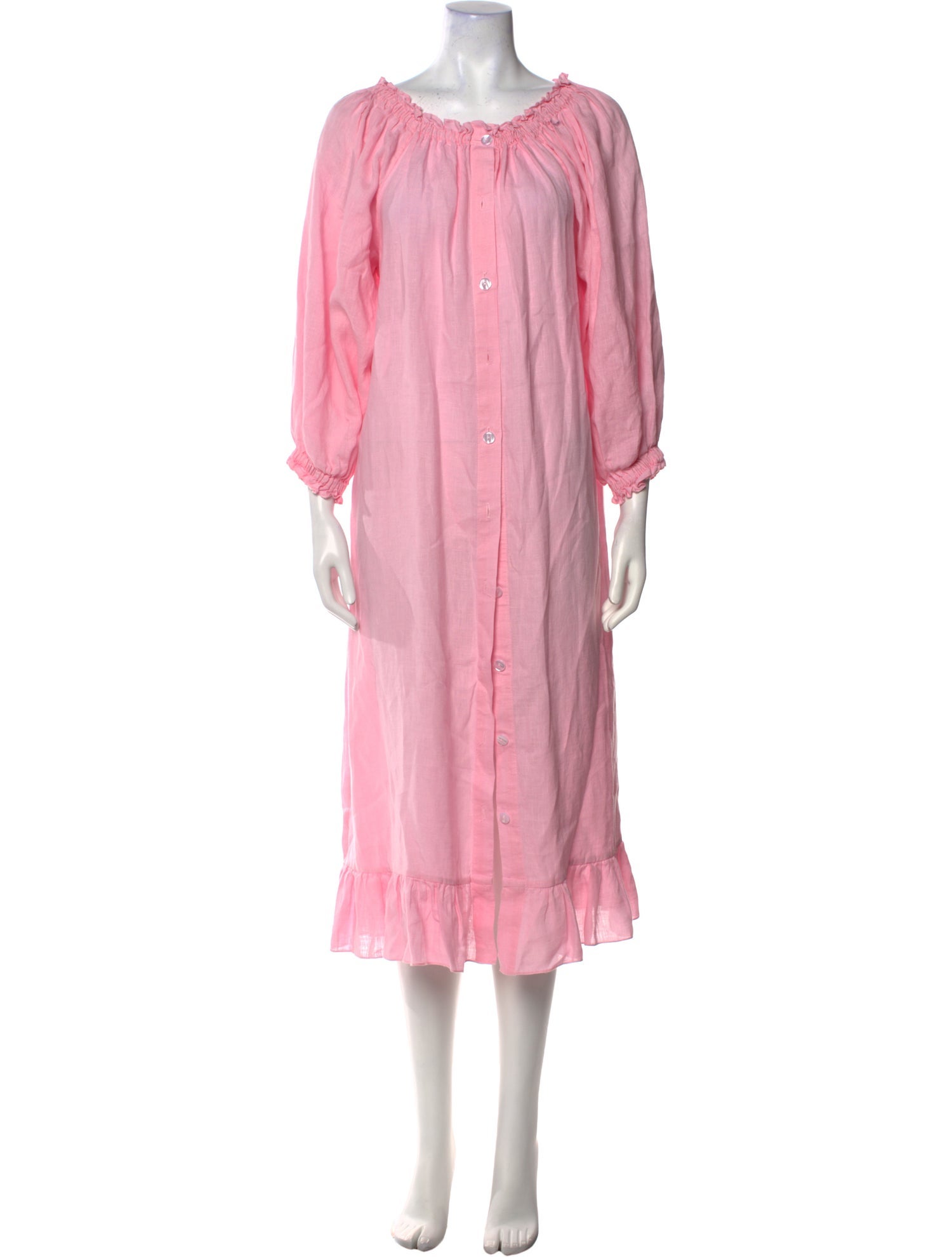 Sleeper Linen Midi Length Dress - Pink Dresses, Clothing - WSLPR31078 ...