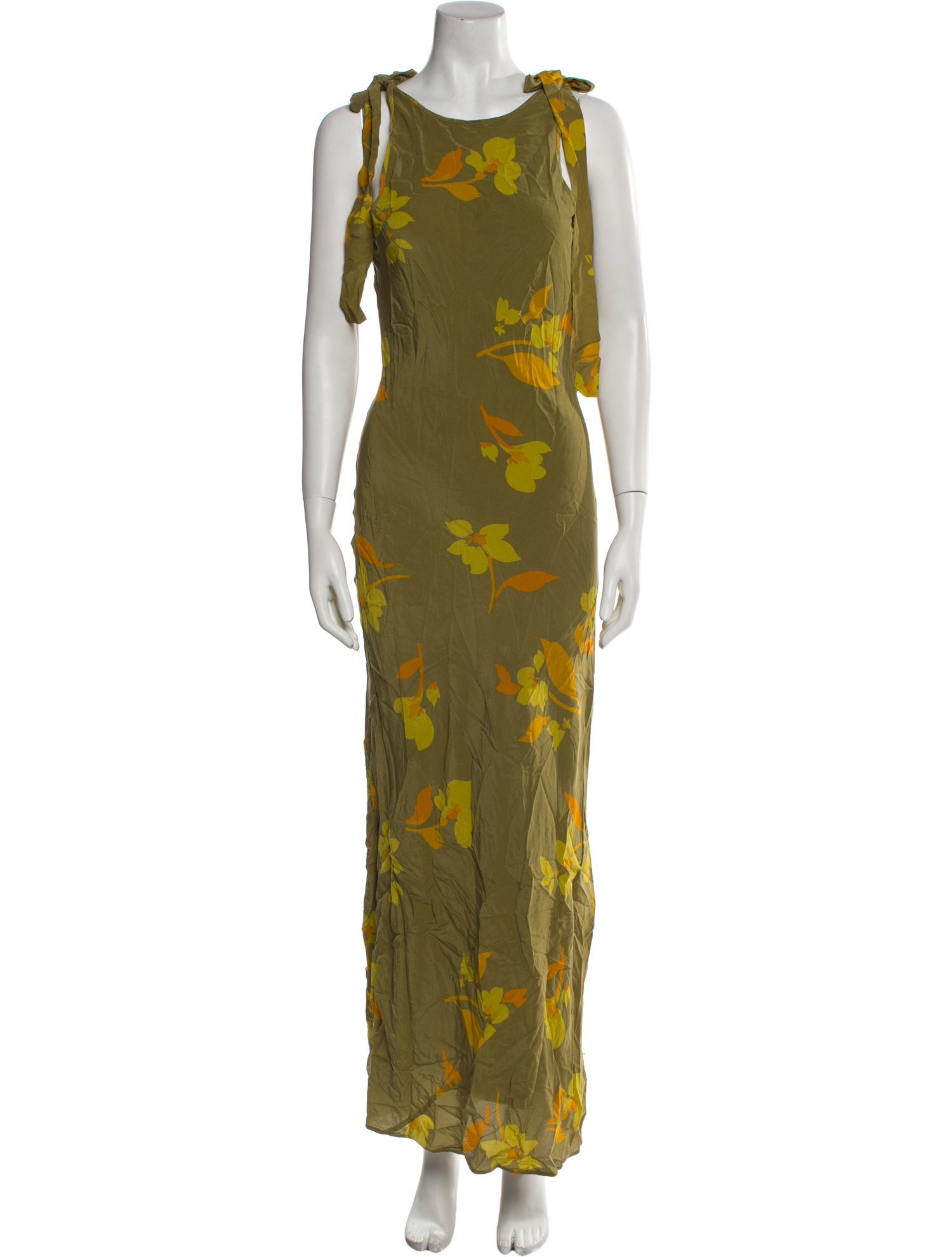 Soleil Soleil Silk Long Dress - Green Dresses, Clothing - WSLSL20001 ...