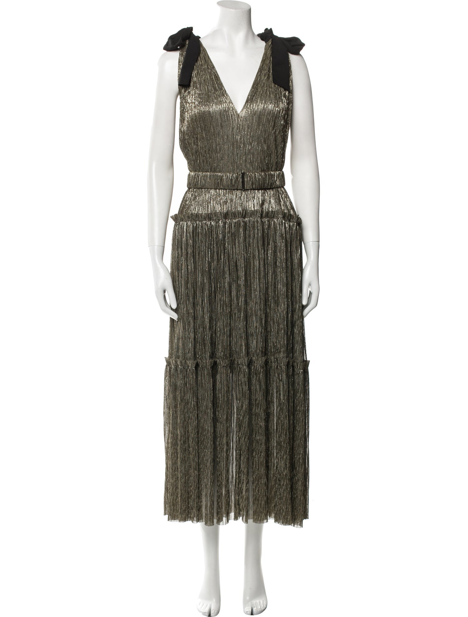 Sabina Musayev V-Neck Long Dress - Gold Dresses, Clothing - WSMAU21517 ...