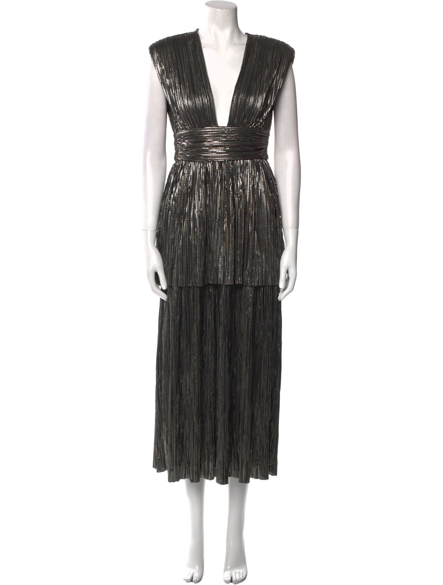 Sabina Musayev Plunge Neckline Long Dress - Silver Dresses, Clothing ...