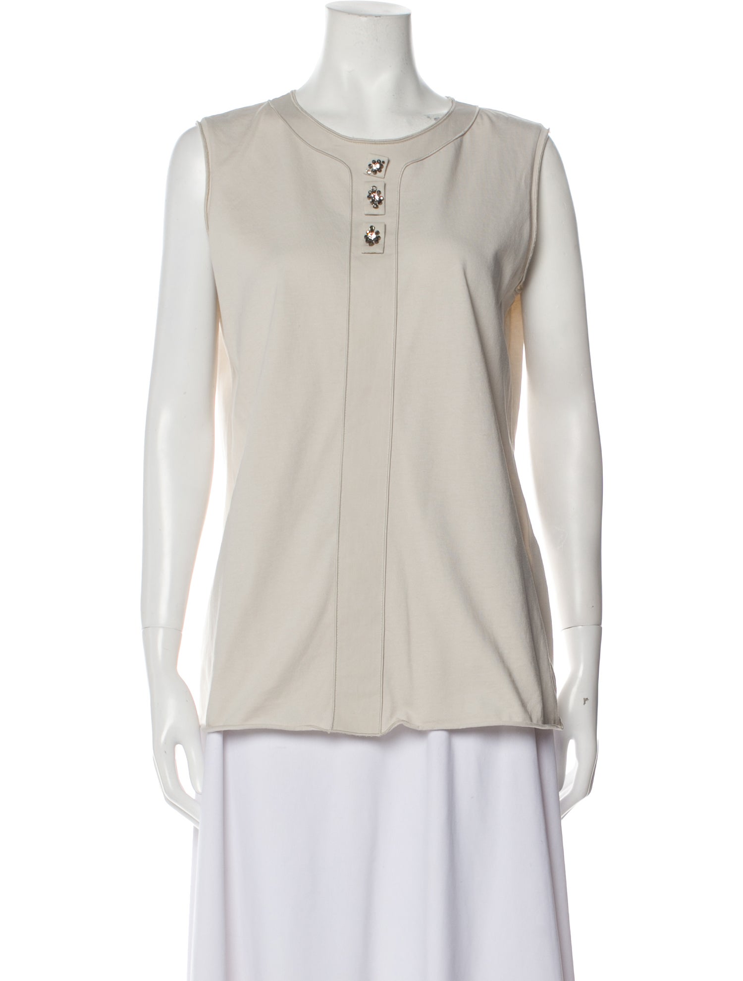 'S Max Mara Crew Neck Sleeveless Top - Neutrals Tops, Clothing ...