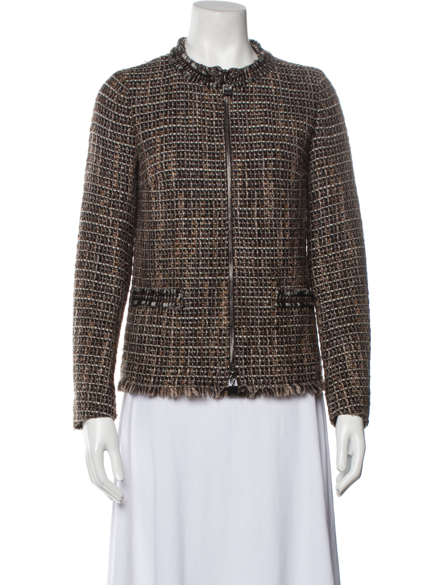 'S Max Mara Virgin Wool Tweed Pattern Jacket - Brown Jackets, Clothing ...
