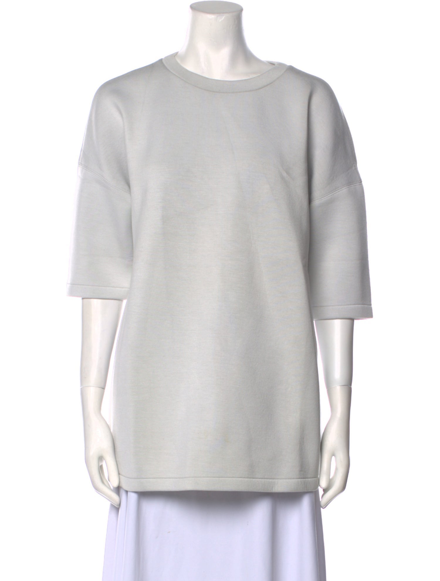 'S Max Mara Crew Neck Three-Quarter Sleeve Tunic - Grey Tops, Clothing ...