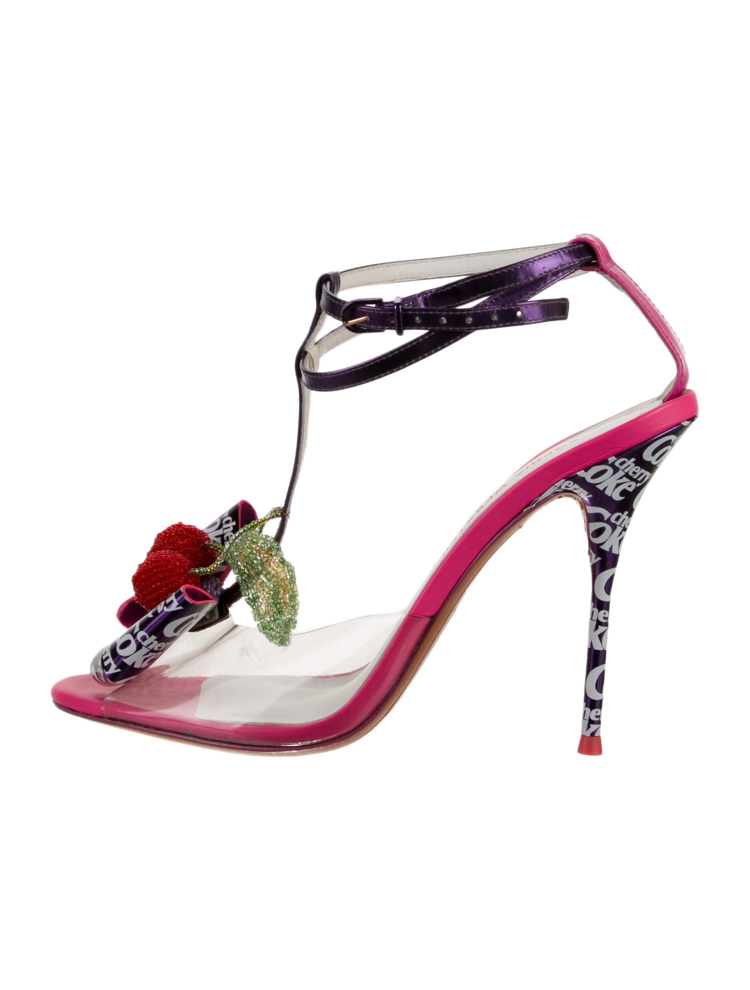 Sophia Webster x Coca-Cola Leather Printed T-Strap Sandals - Pink ...