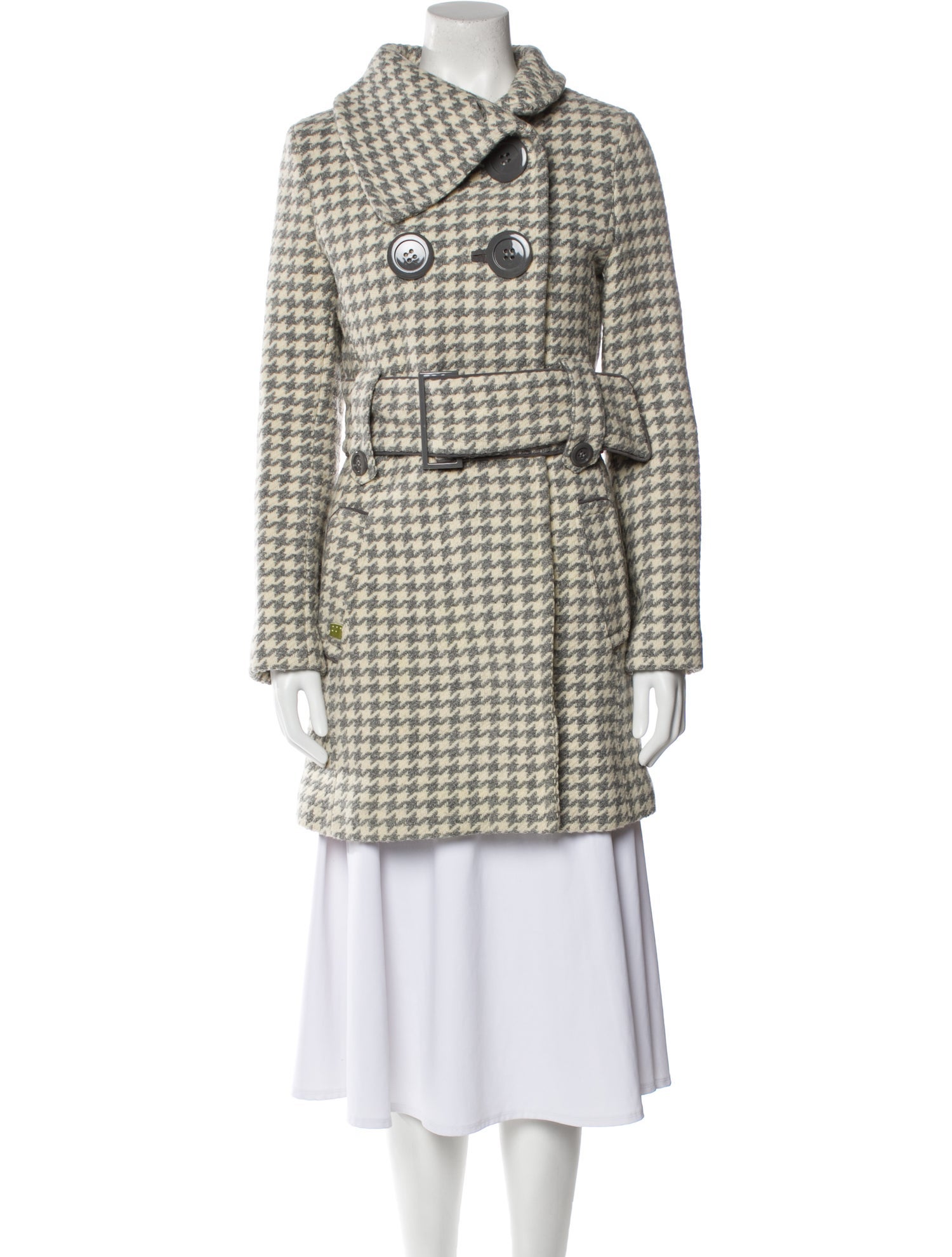 Munthe Houndstooth Print Coat - Green Coats, Clothing - WMUNT21332 ...