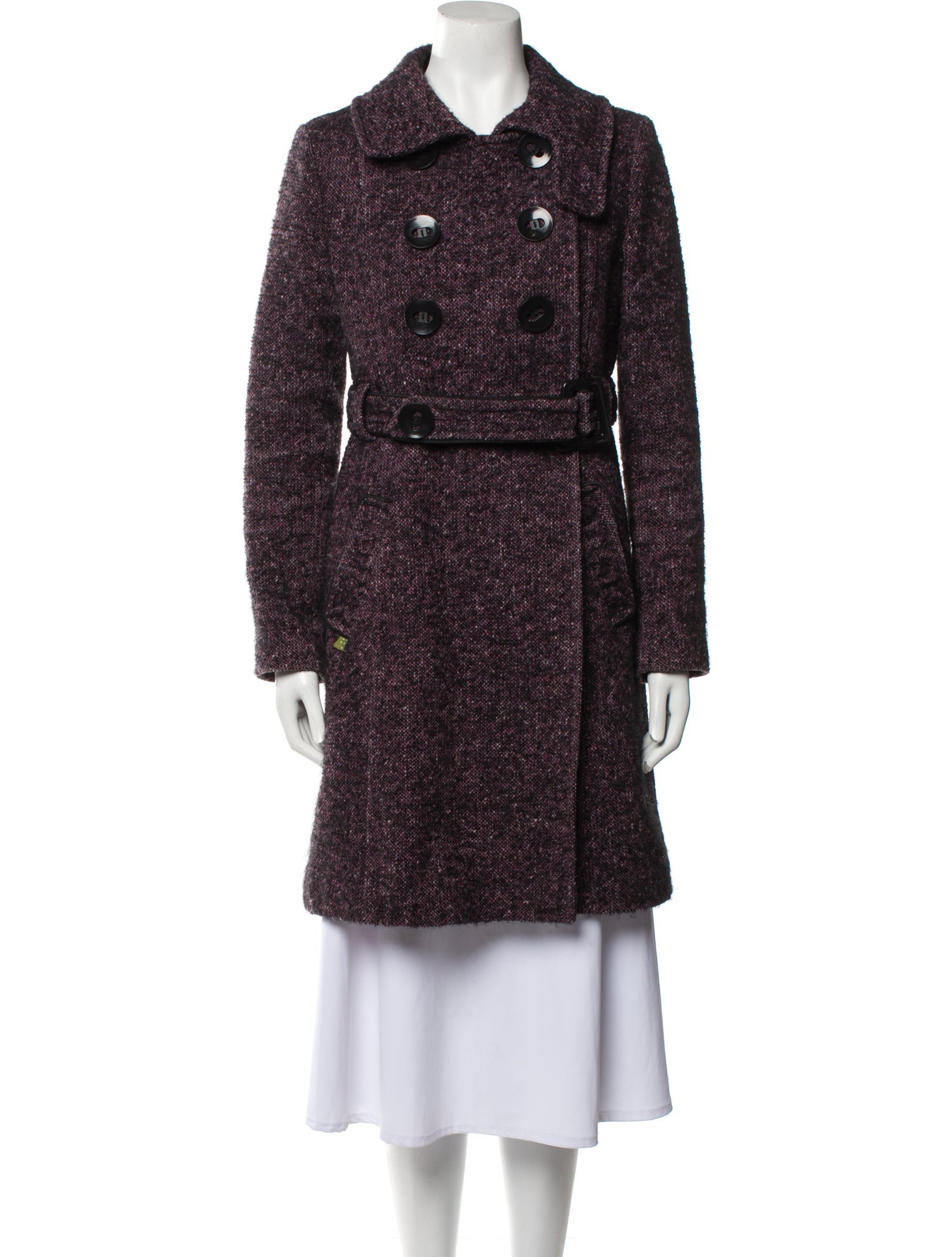 Soia & Kyo Tweed Pattern Trench Coat - Purple Coats, Clothing ...