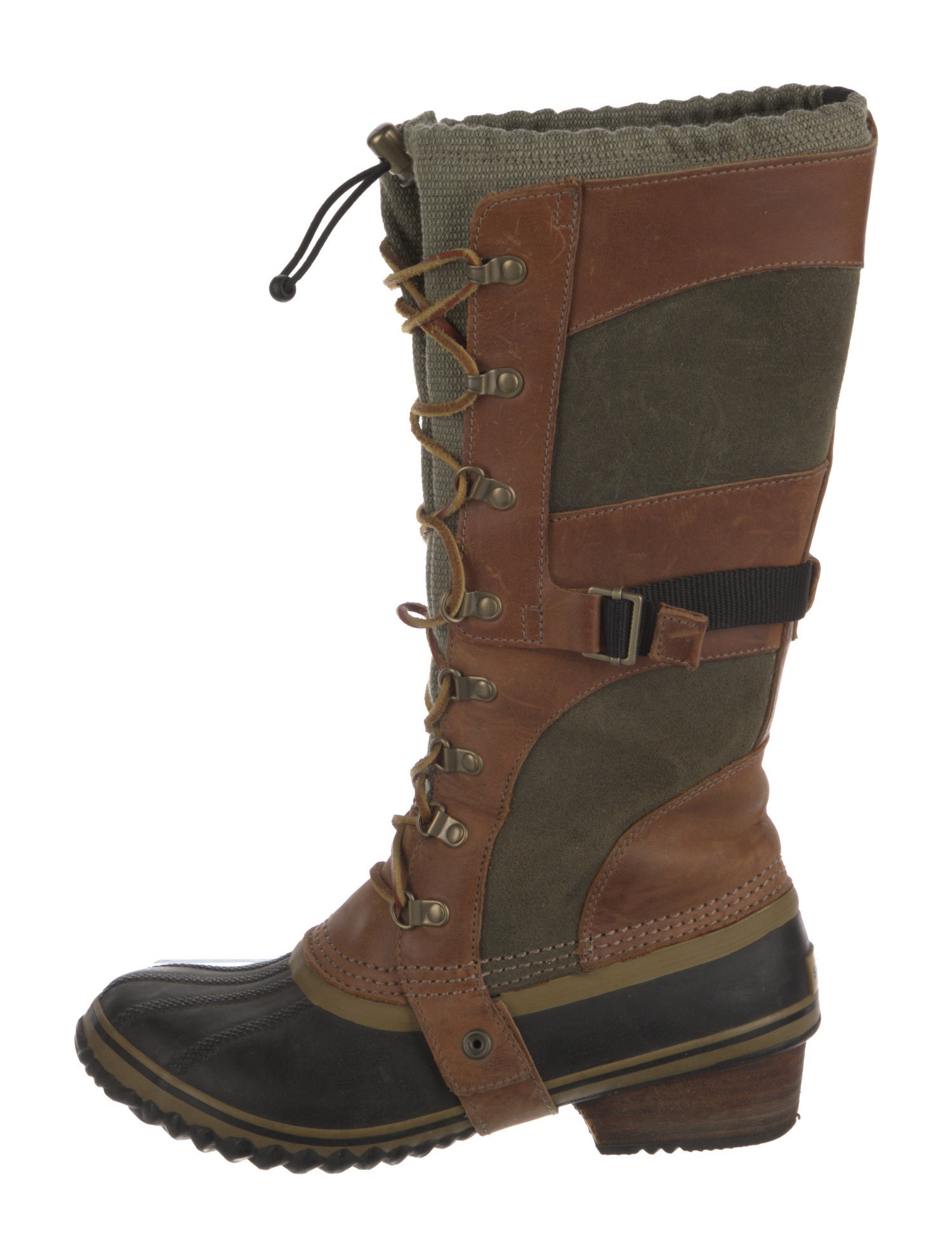 Sorel Leather Colorblock Pattern Lace-Up Boots - Brown Boots, Shoes ...