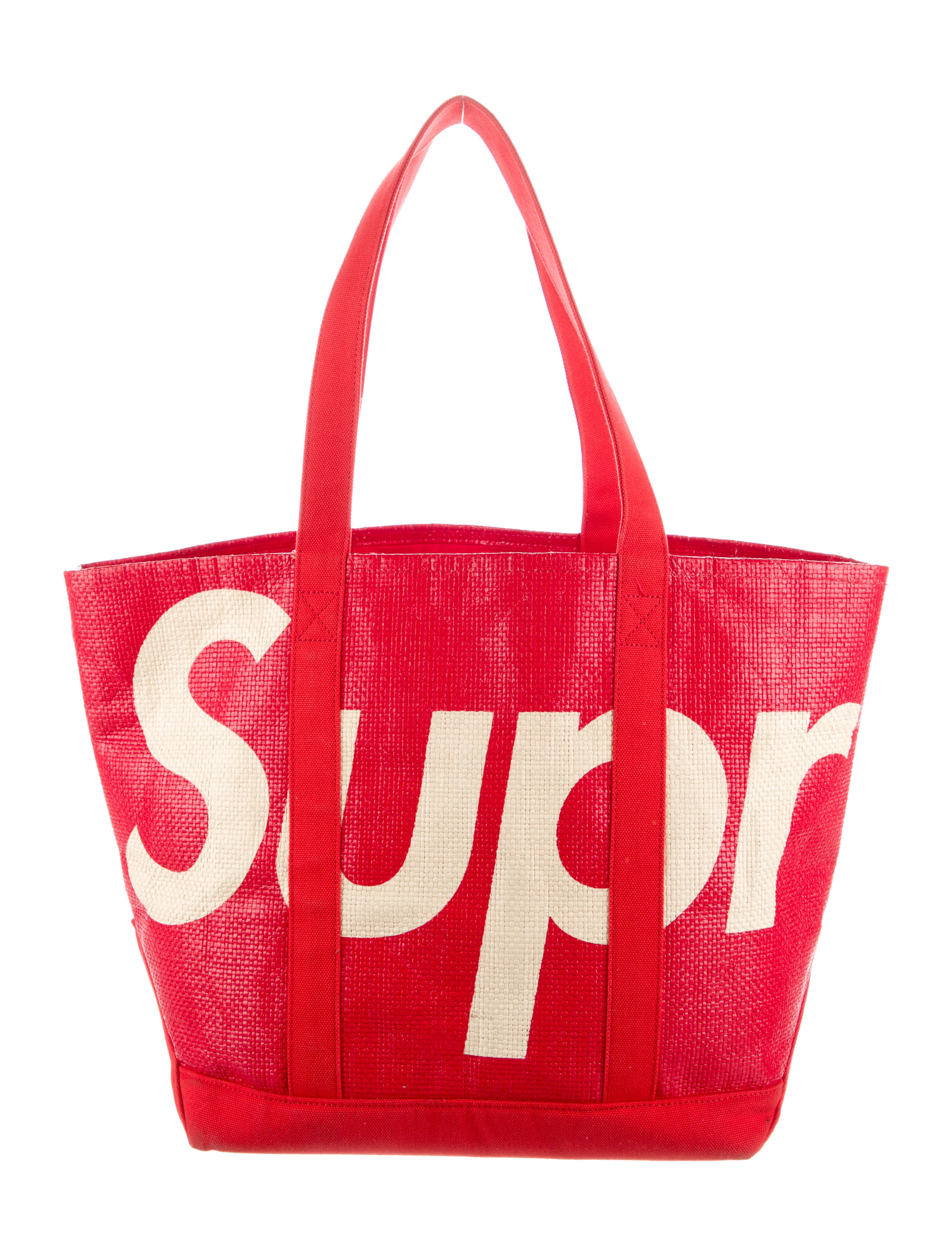 Supreme Raffia Logo Tote Bag - Red Totes, Bags - WSPME59174 | The RealReal