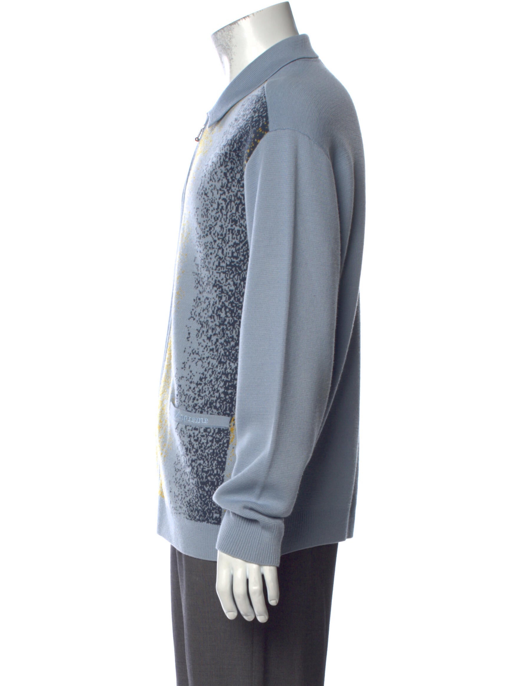 Supreme 2022 Gradient Stripe Zip Up Polo Sweater - Blue Sweaters ...