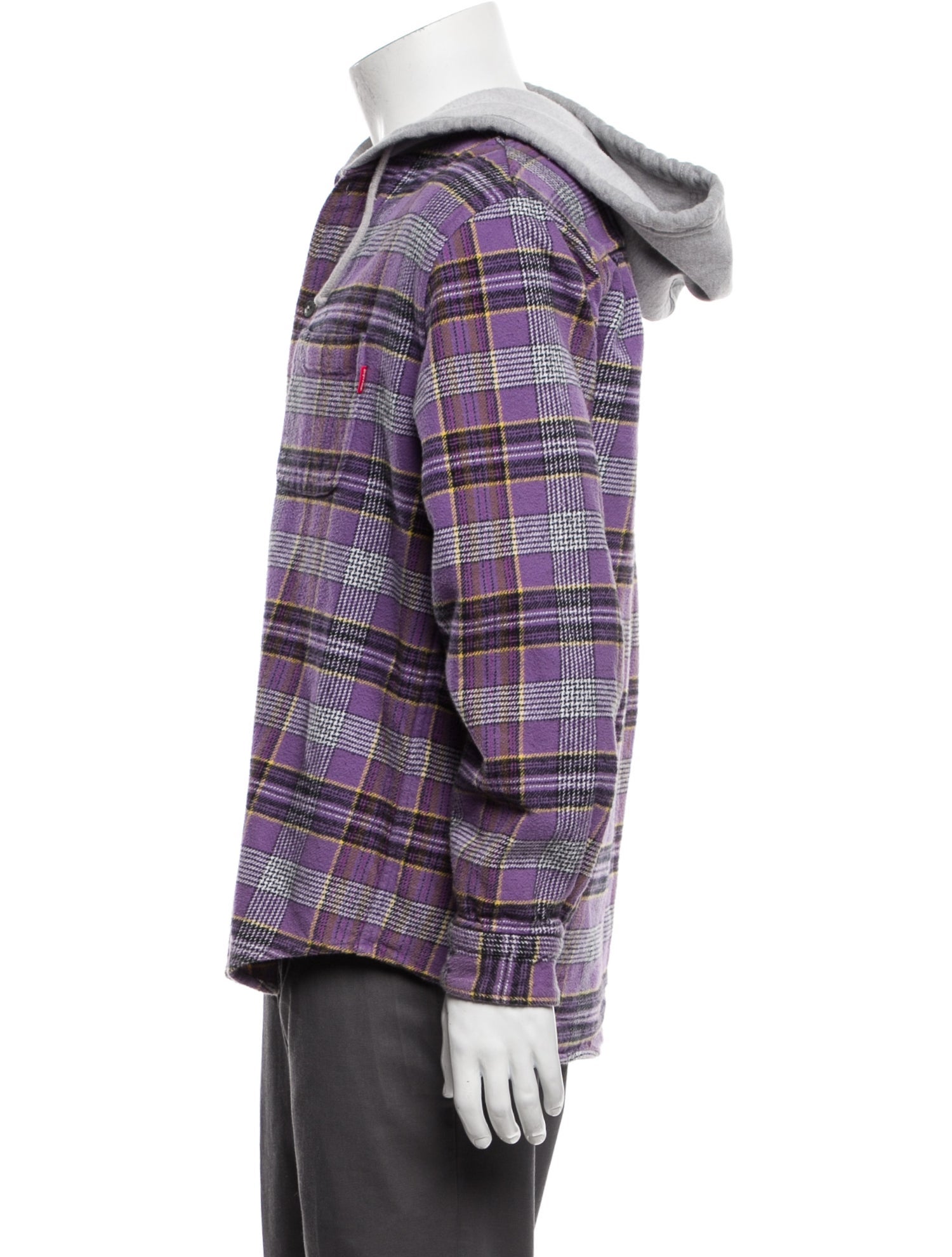 Supreme Hooded Flannel Plaid Print Jacket - Purple Outerwear, Clothing ...