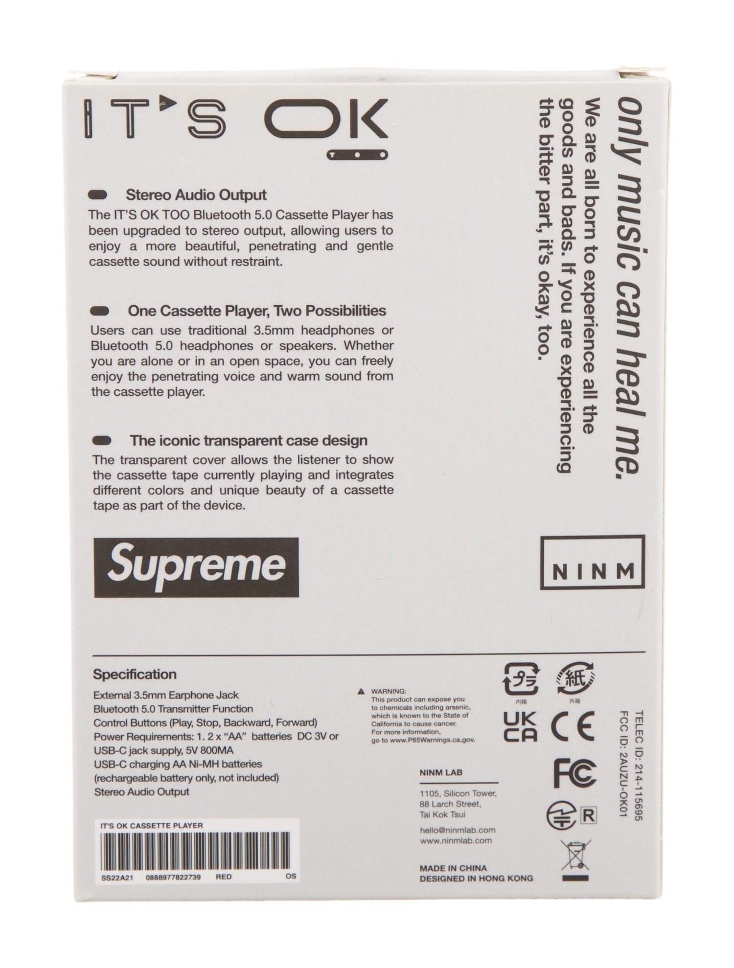 Supreme 2022 IT'S OK TOO Cassette Player - Red Home Audio, Electronics ...