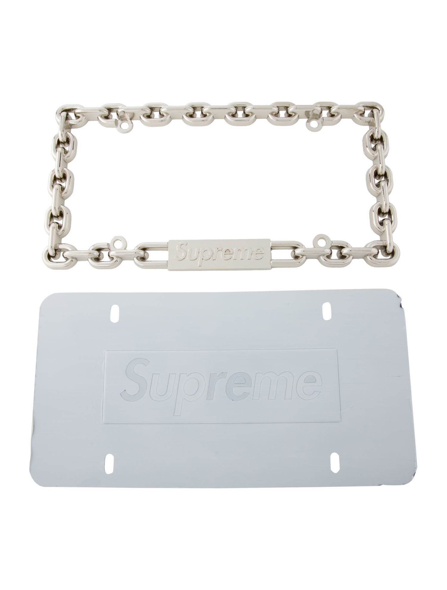 Supreme 2018 Chain License Plate Frame - Silver Other, Collectibles ...