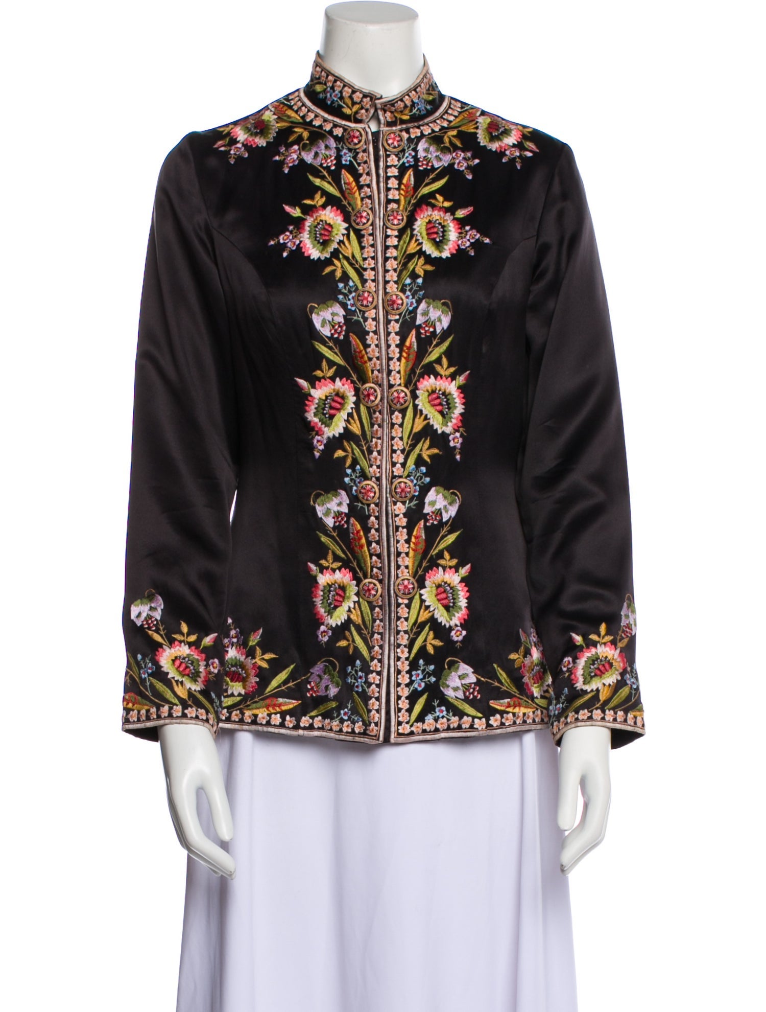 Sue Wong Silk Floral Print Evening Jacket - Black Jackets, Clothing ...