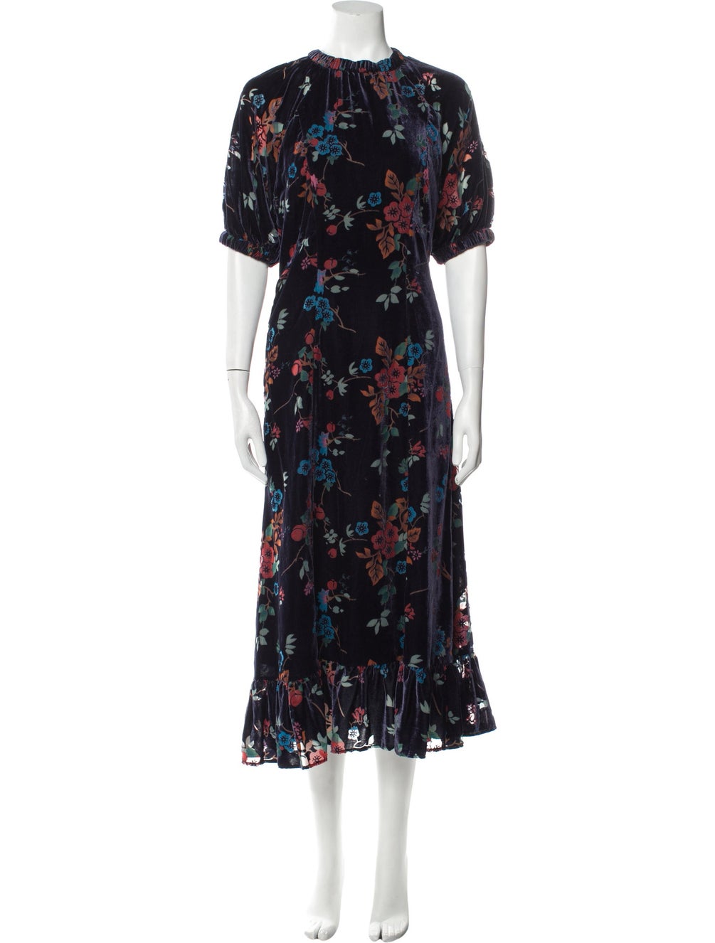Sea New York Floral Print Long Dress Blue Dresses Clothing