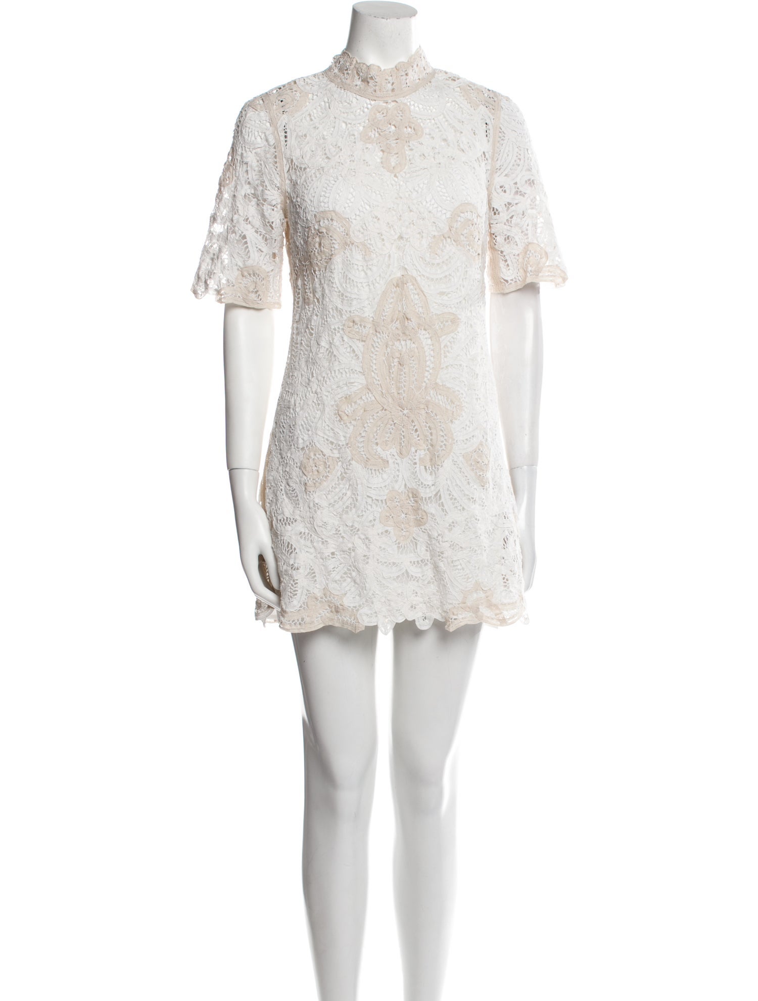 Sea New York Lace Pattern Mini Dress - Neutrals Dresses, Clothing ...
