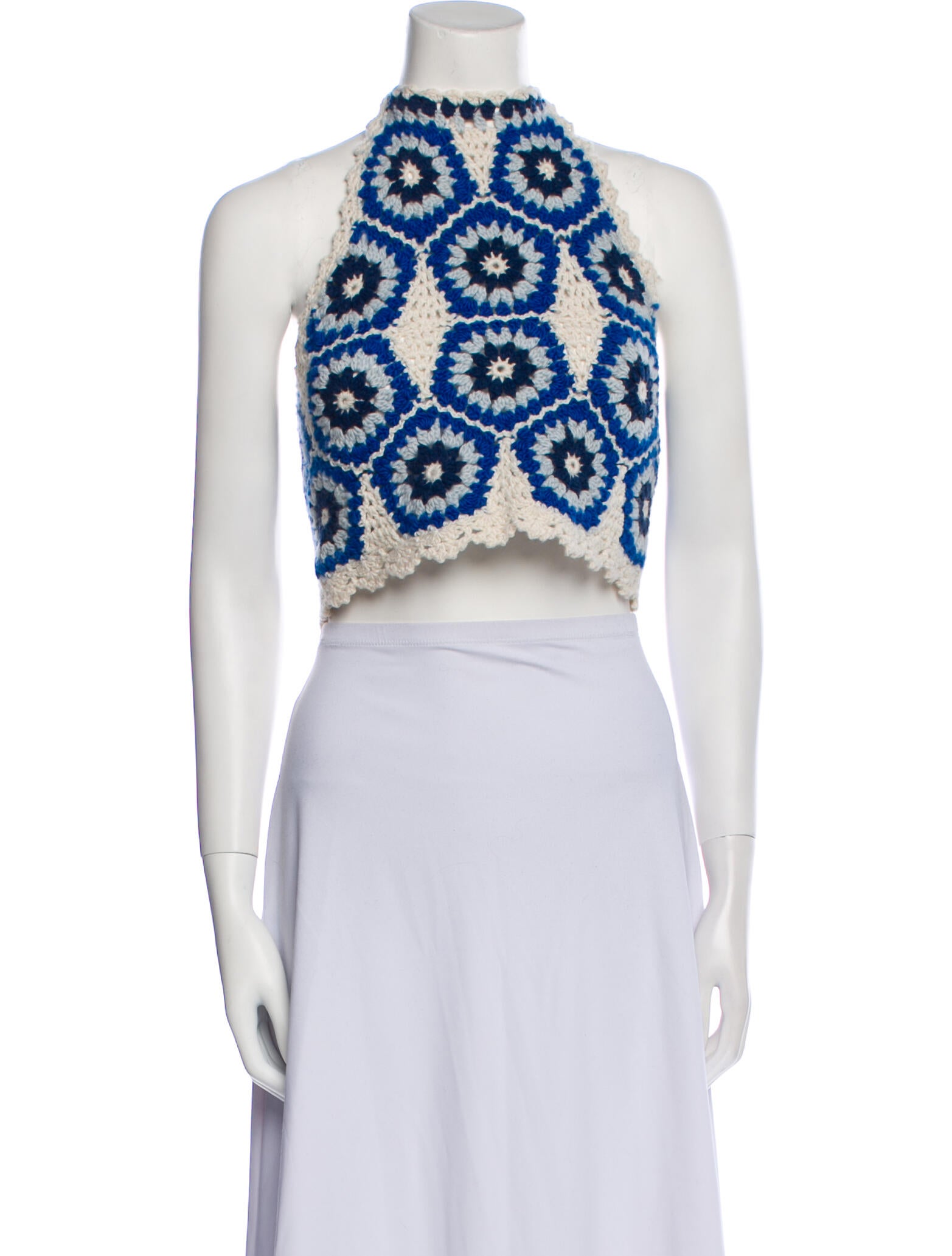 Sea New York Wool Floral Print Crop Top - Blue Tops, Clothing ...