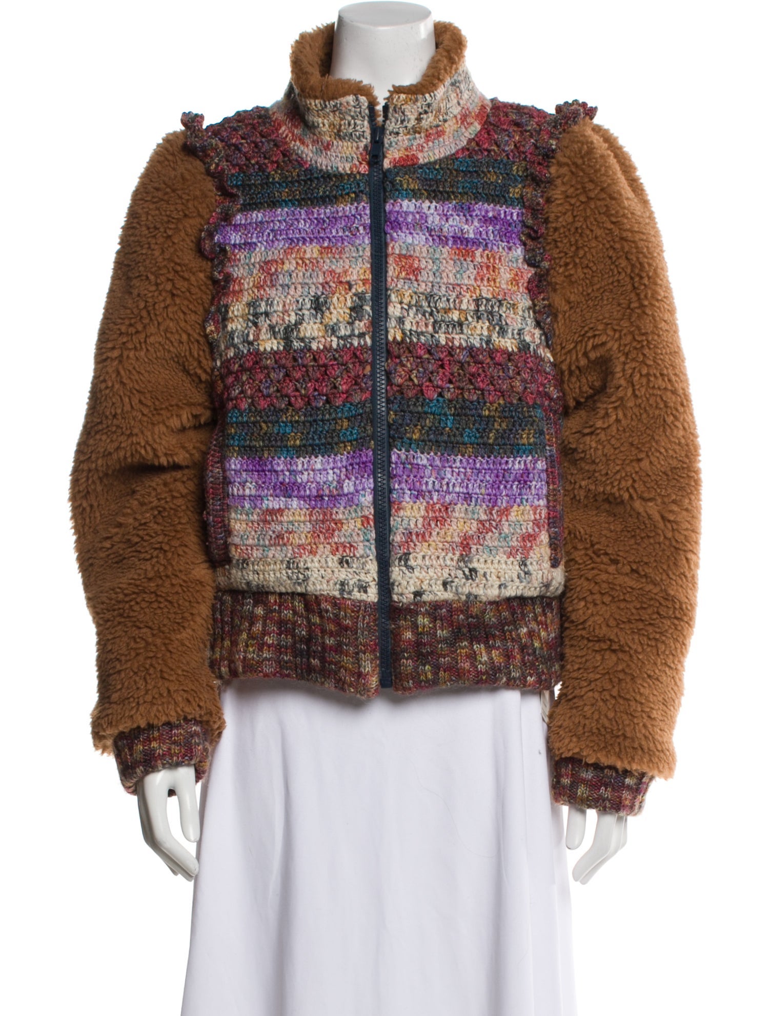 Sea New York Wool Patterned Faux Fur Jacket - Blue Jackets, Clothing ...