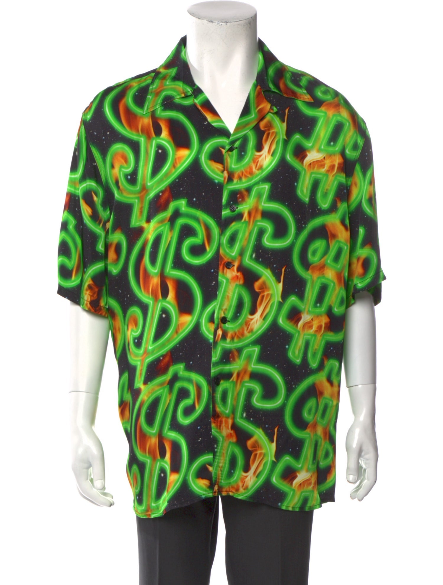 SSS World Corp. Printed Short Sleeve Shirt - Black Casual Shirts ...