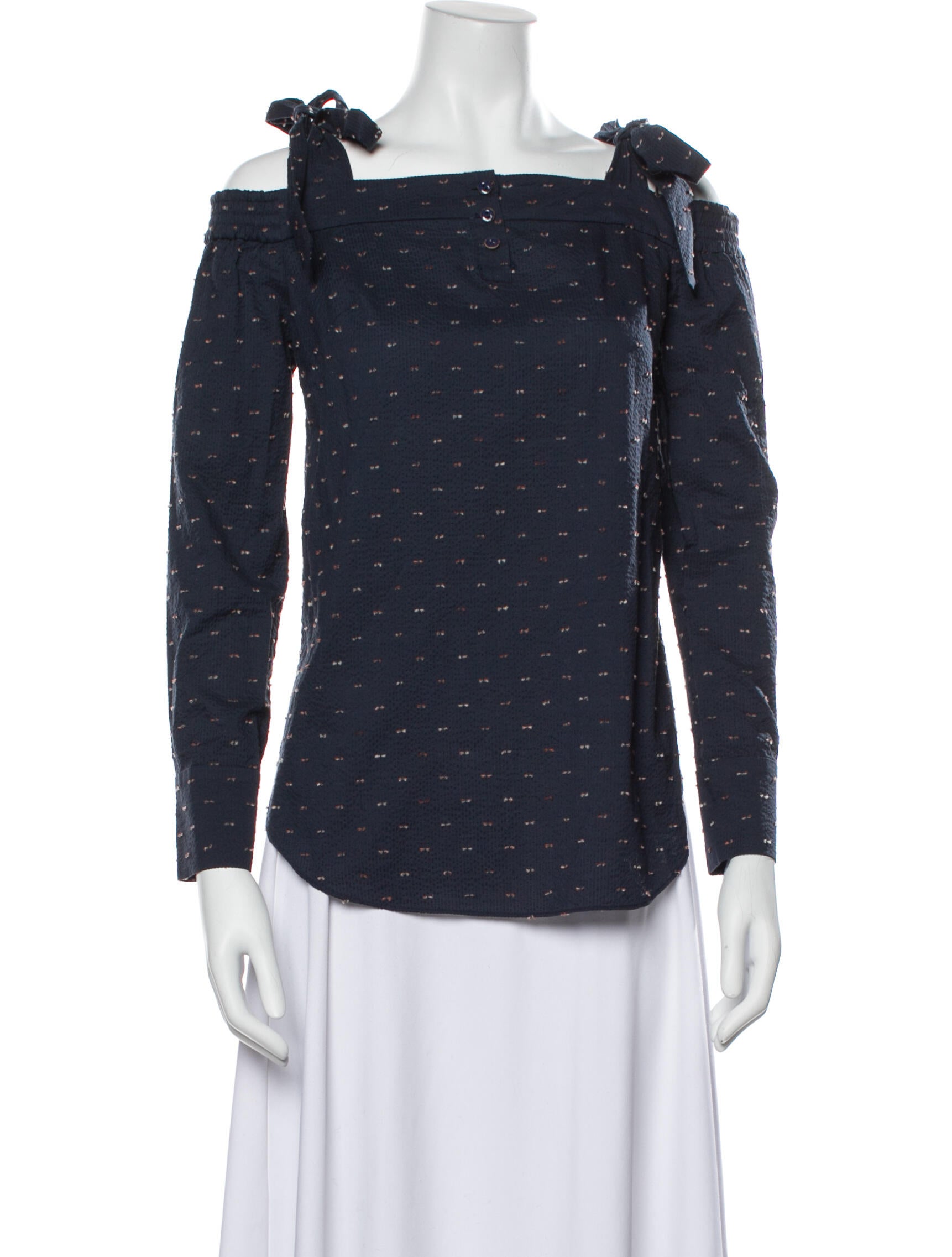 Saloni Patterned Square Neckline Blouse - Blue Tops, Clothing ...