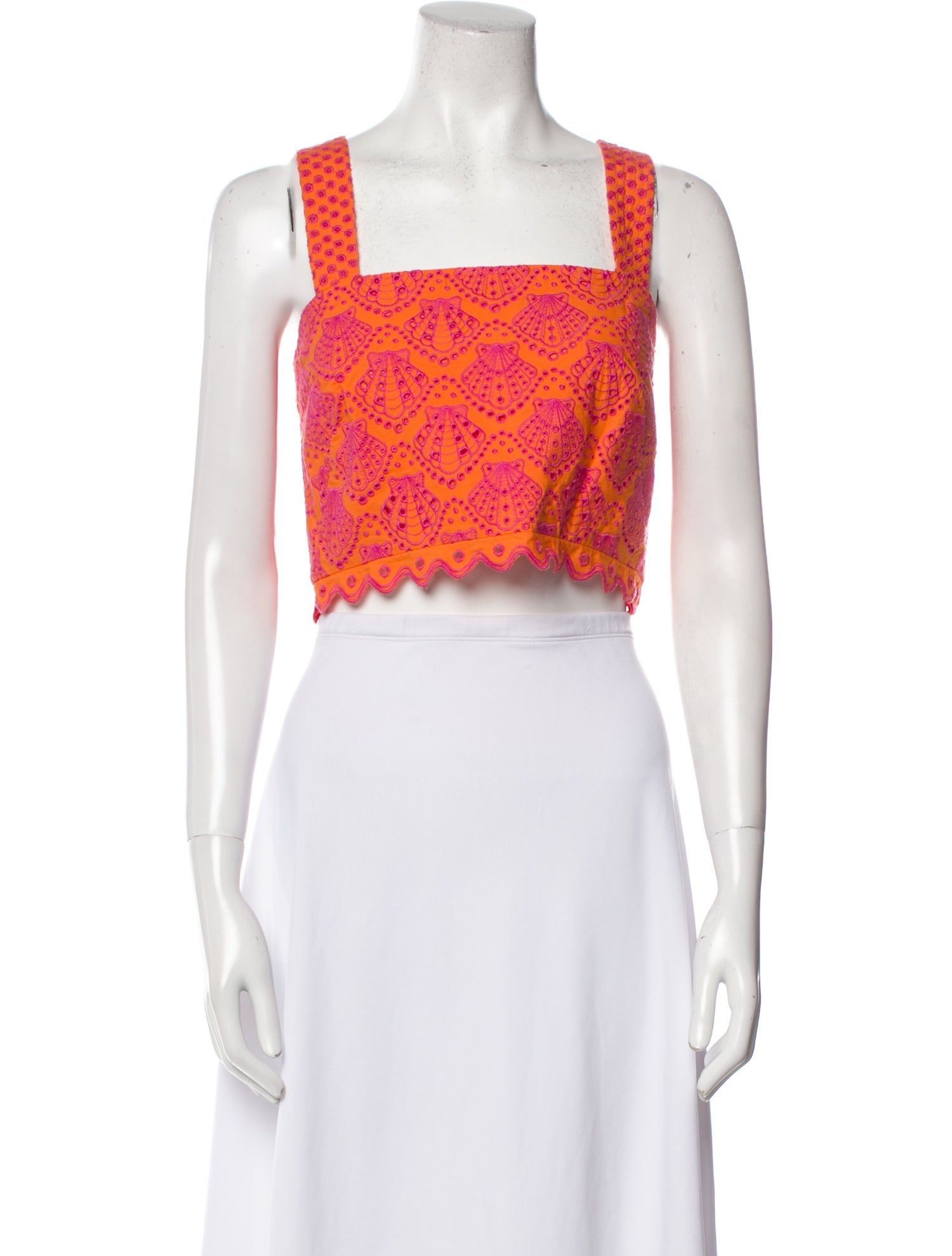 Saloni Patterned Square Neckline Crop Top w/ Tags - Orange Tops ...