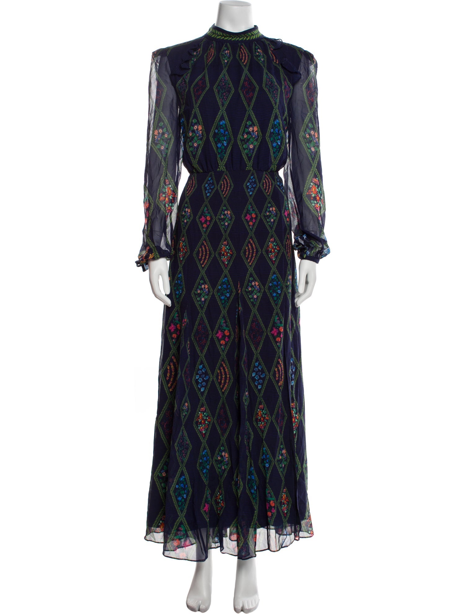 Saloni Silk Long Dress - Blue Dresses, Clothing - WST47799 | The RealReal