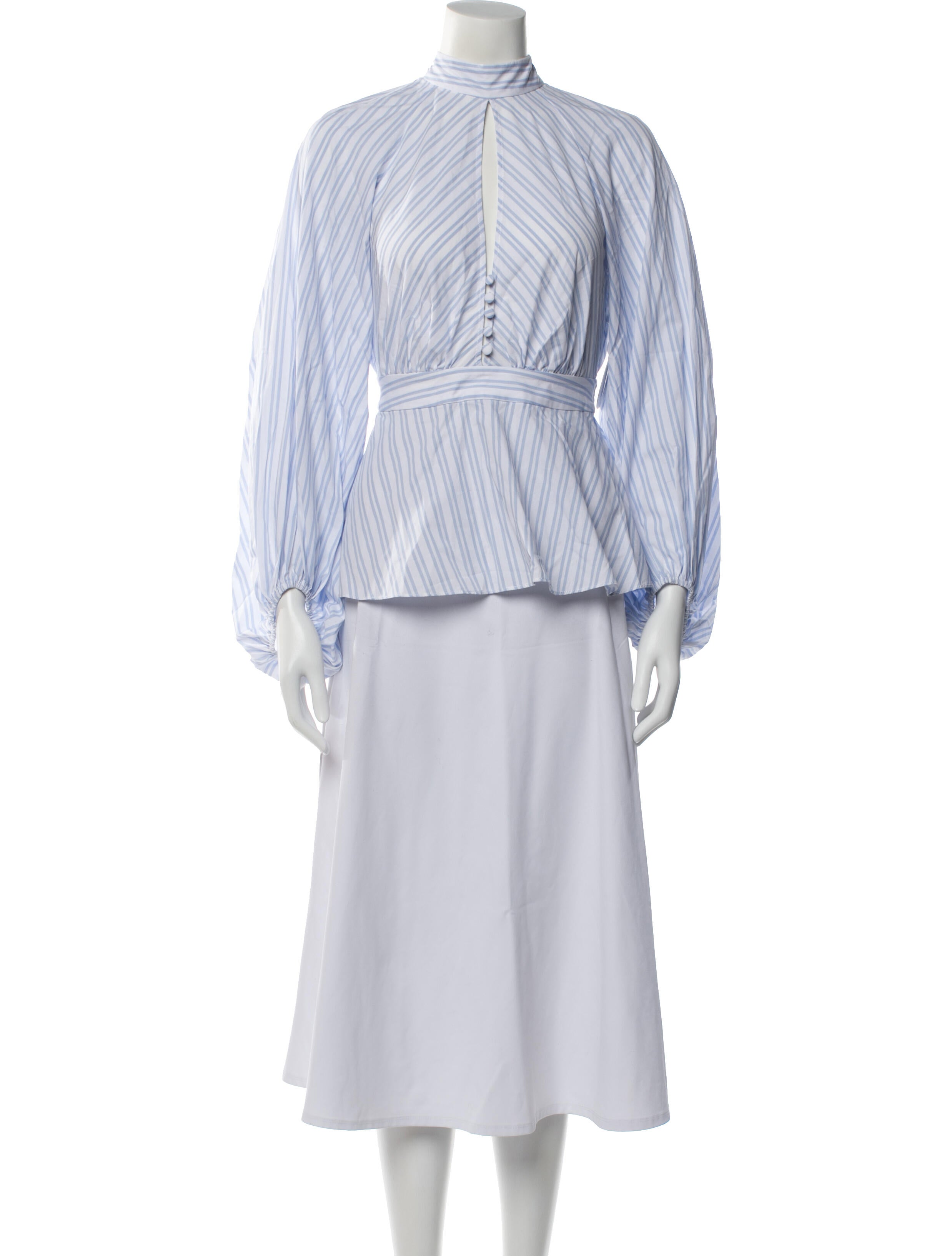 Staud Striped Mock Neck Blouse W Tags Blue Tops Clothing