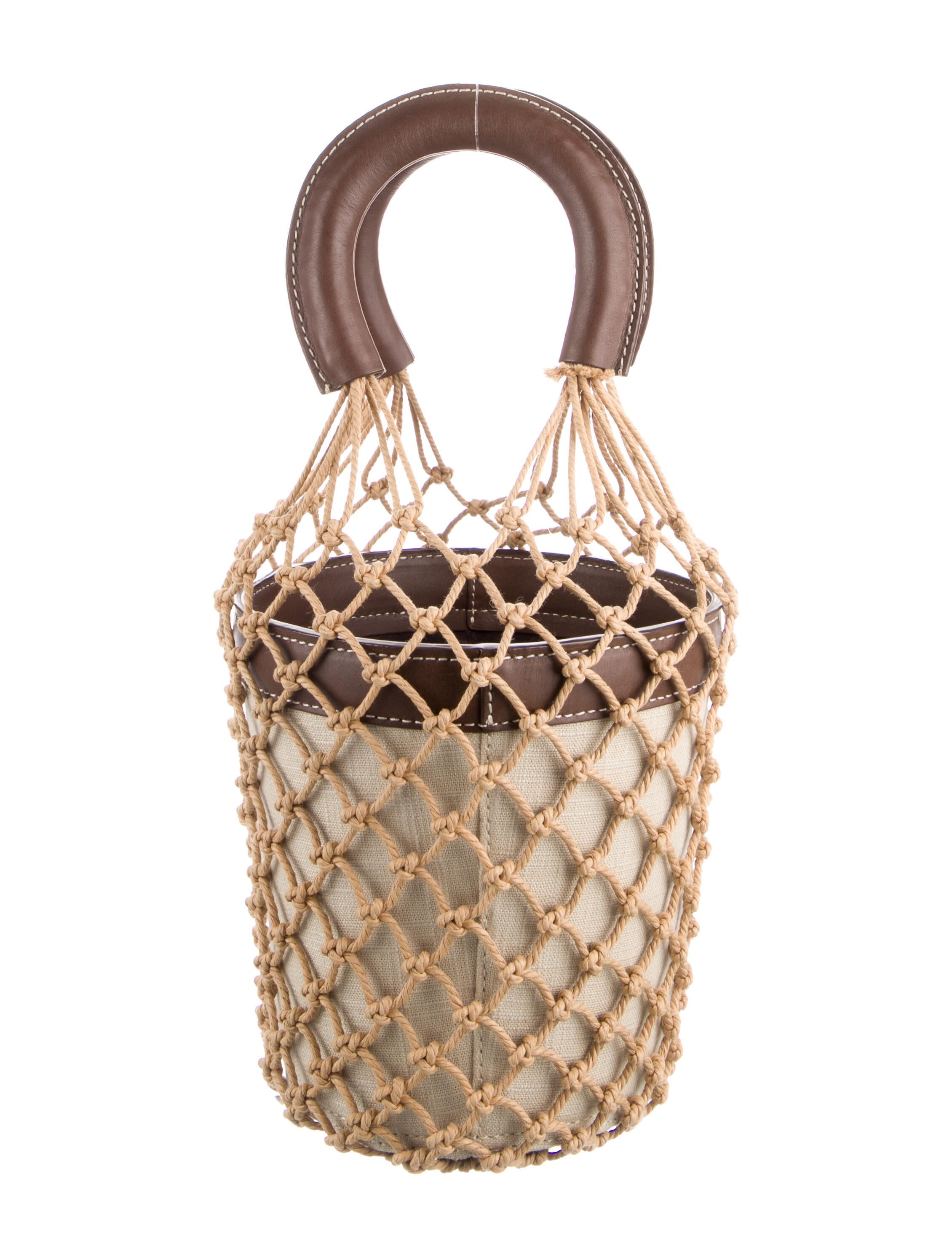 Staud Leather Trimmed Moreau Bucket Bag - Brown Bucket Bags, Handbags ...