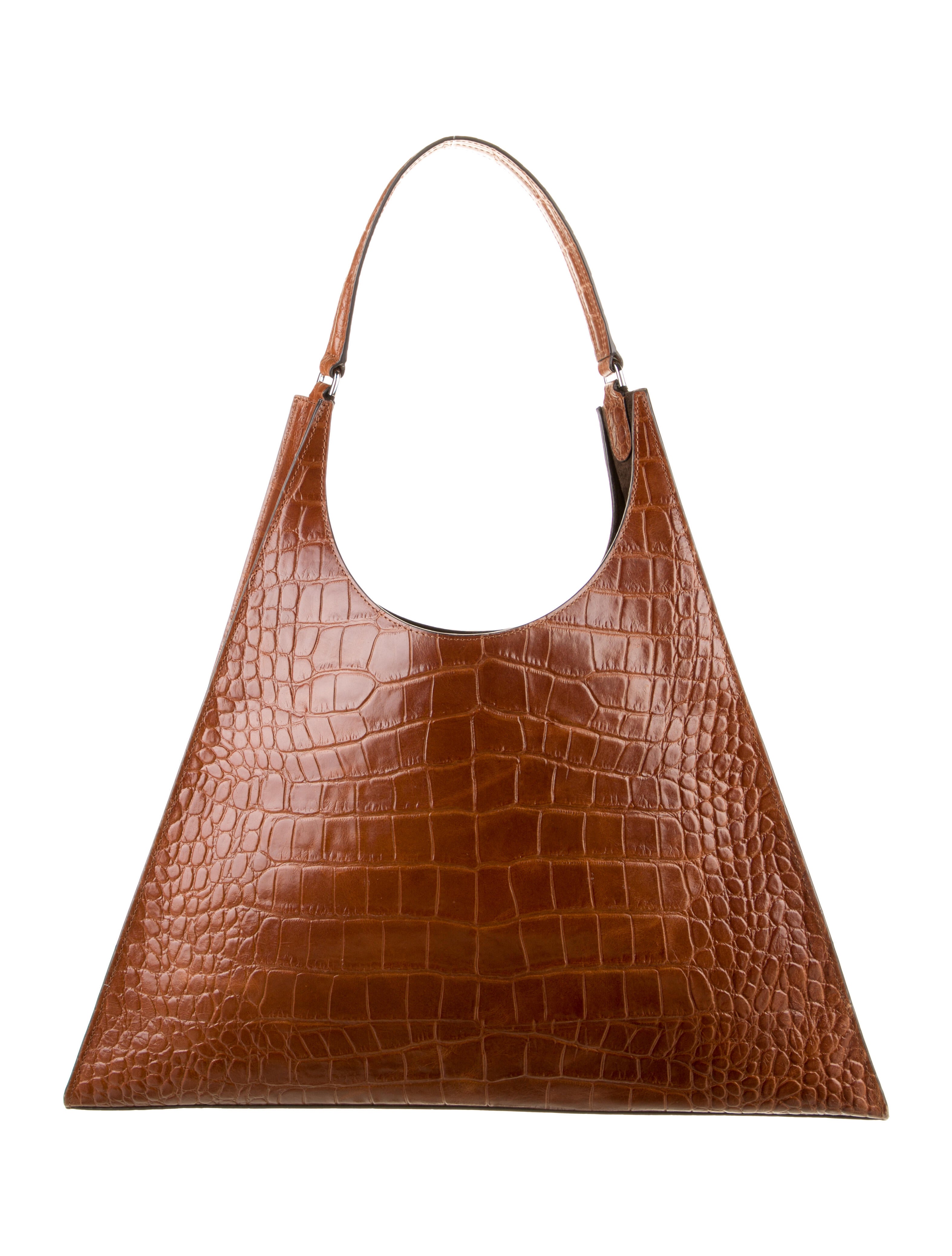 Staud Moon Embossed Leather Shoulder Bag - Brown Shoulder Bags ...