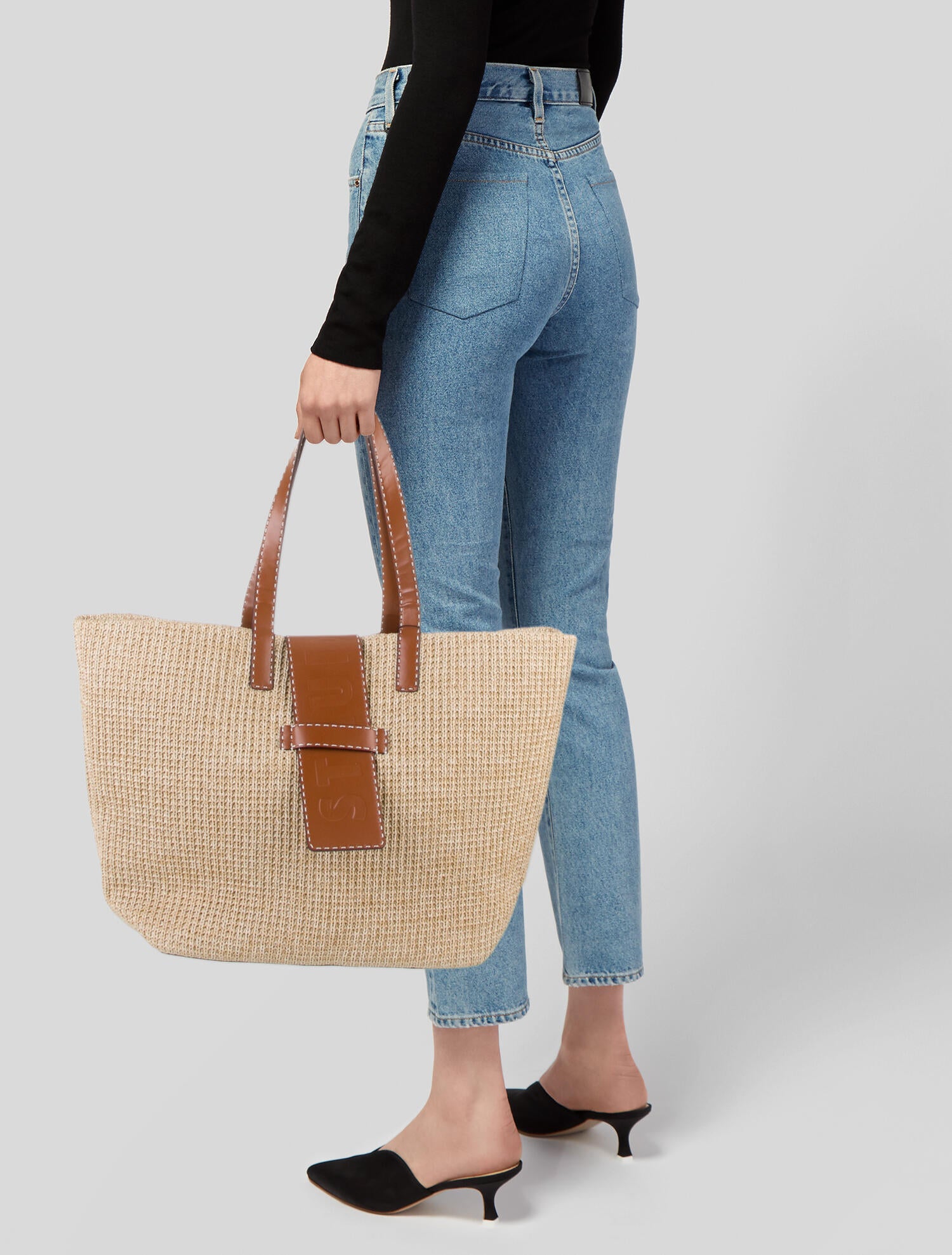 Staud Raffia Leather-Trimmed Tote - Neutrals Totes, Handbags ...