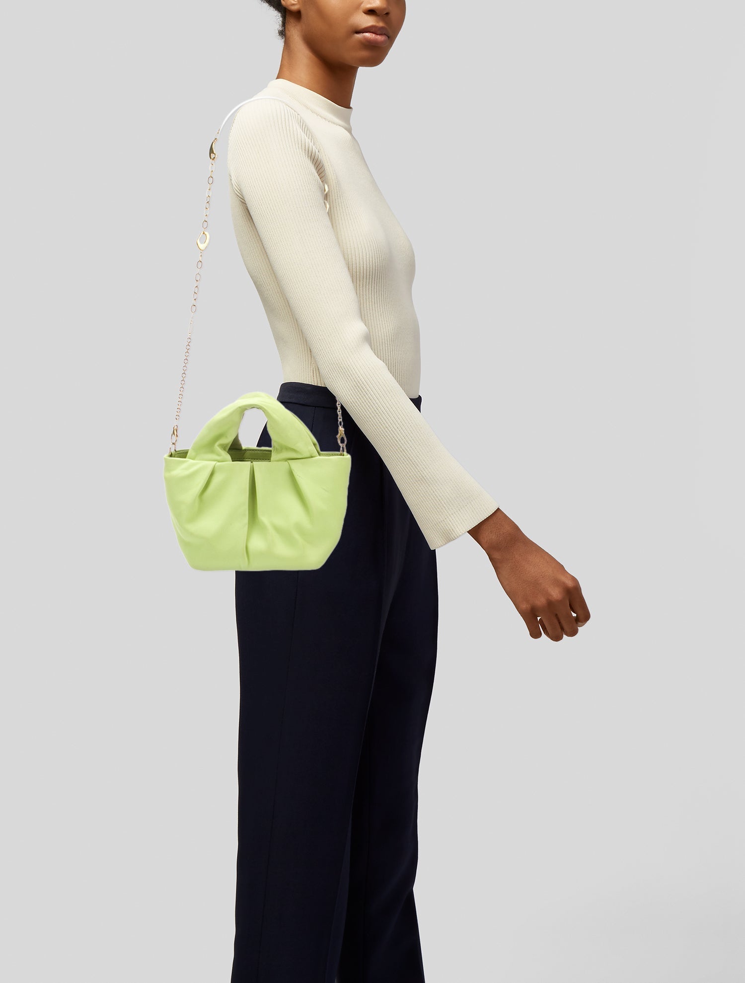 Staud Chain-Link Leather Handle Bag - Green Handle Bags, Handbags ...