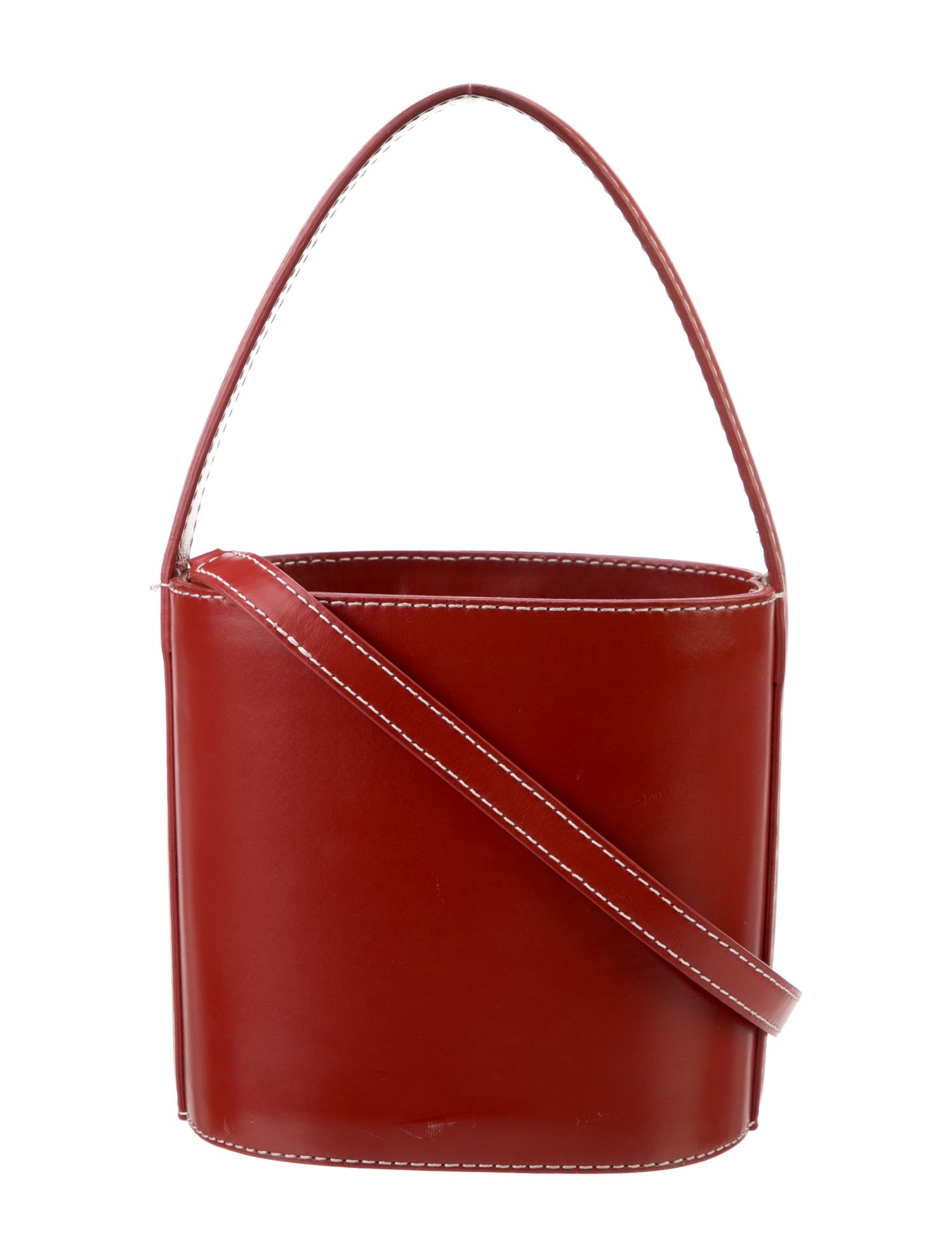Staud Gold-Tone Leather Bucket Bag - Red Bucket Bags, Handbags ...