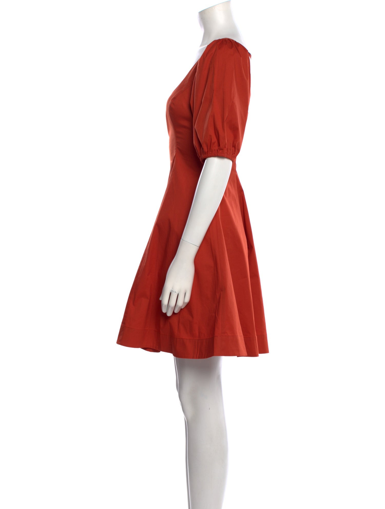 Staud Square Neckline Mini Dress Orange Dresses Clothing