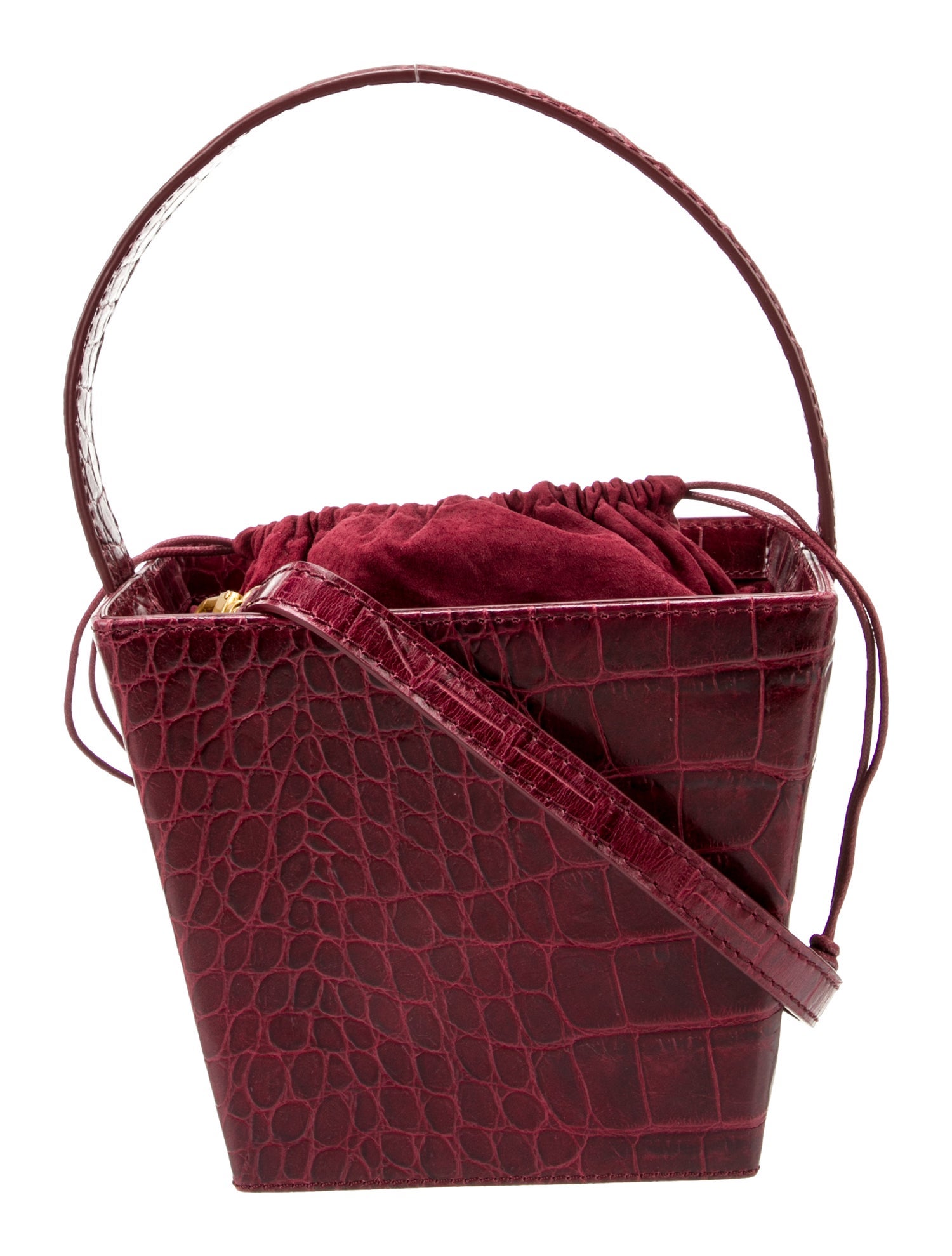 Staud Alligator Wine Rigid Bucket Bag w/Tags - Red Bucket Bags ...