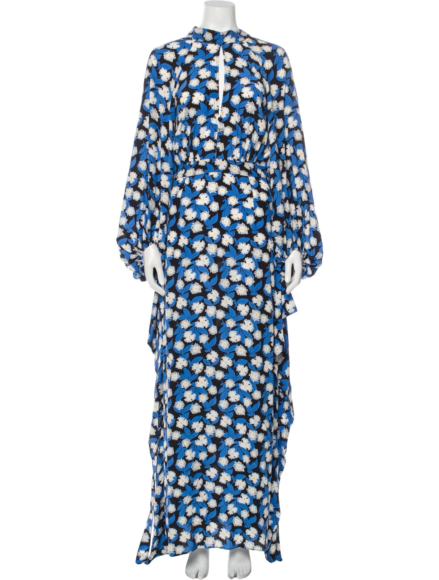 Staud Floral Print Long Dress - Blue Dresses, Clothing - WSTFG64725 ...