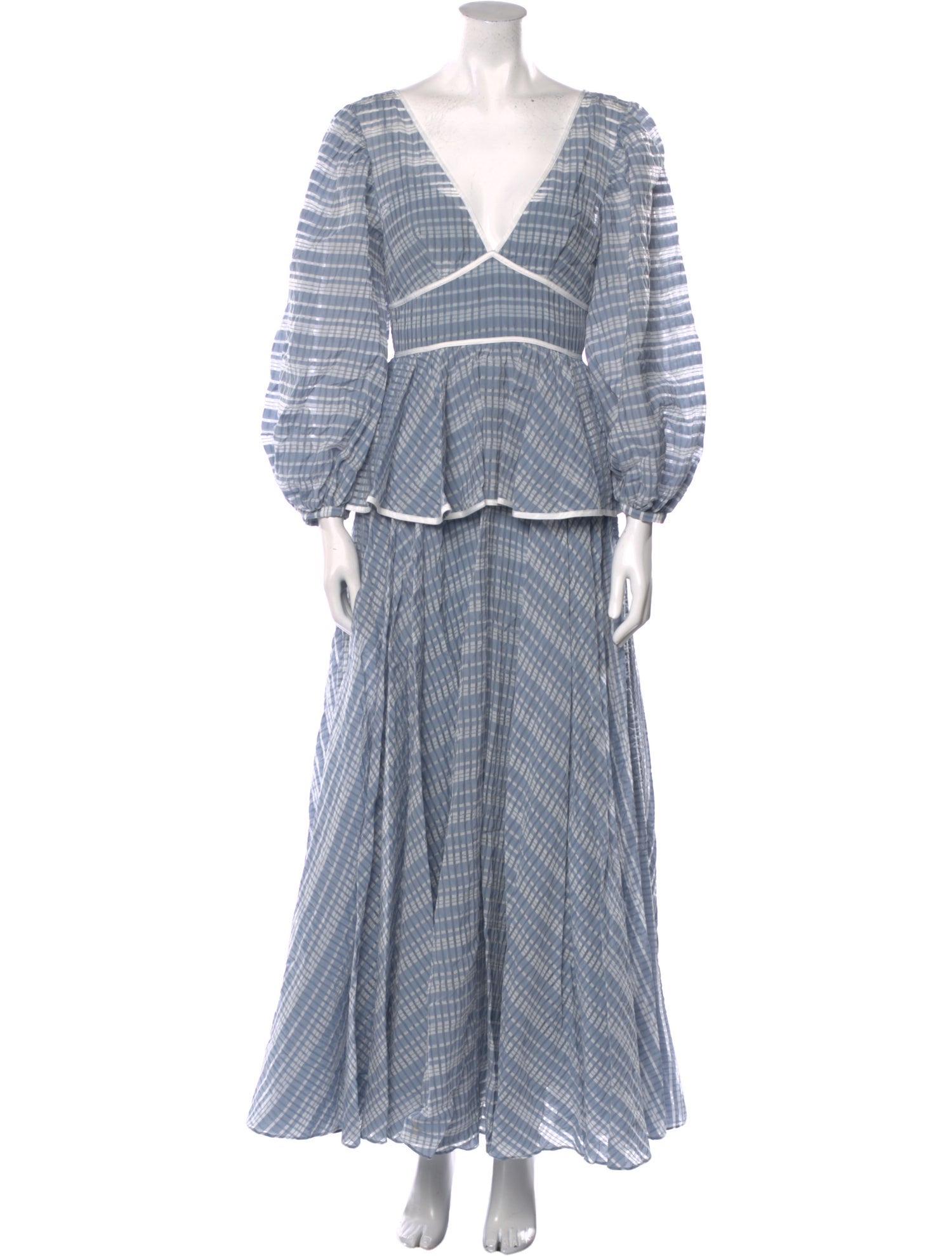 Staud Plaid Print Long Dress - Blue Dresses, Clothing - WSTFG70072 ...