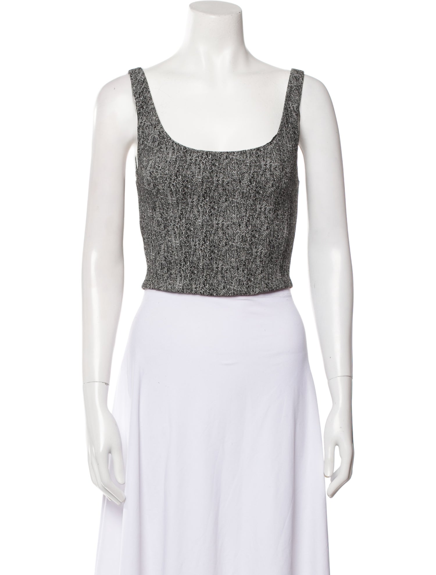 Staud Printed Scoop Neck Crop Top - Black Tops, Clothing - WSTFG75271 ...