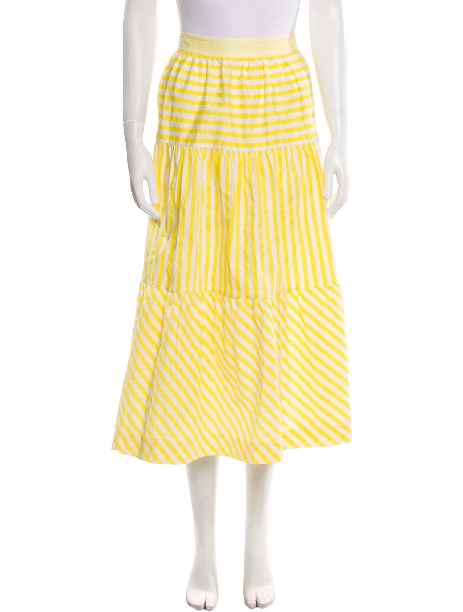 Staud Striped Midi Length Skirt - Yellow Skirts, Clothing - WSTFG79437 ...
