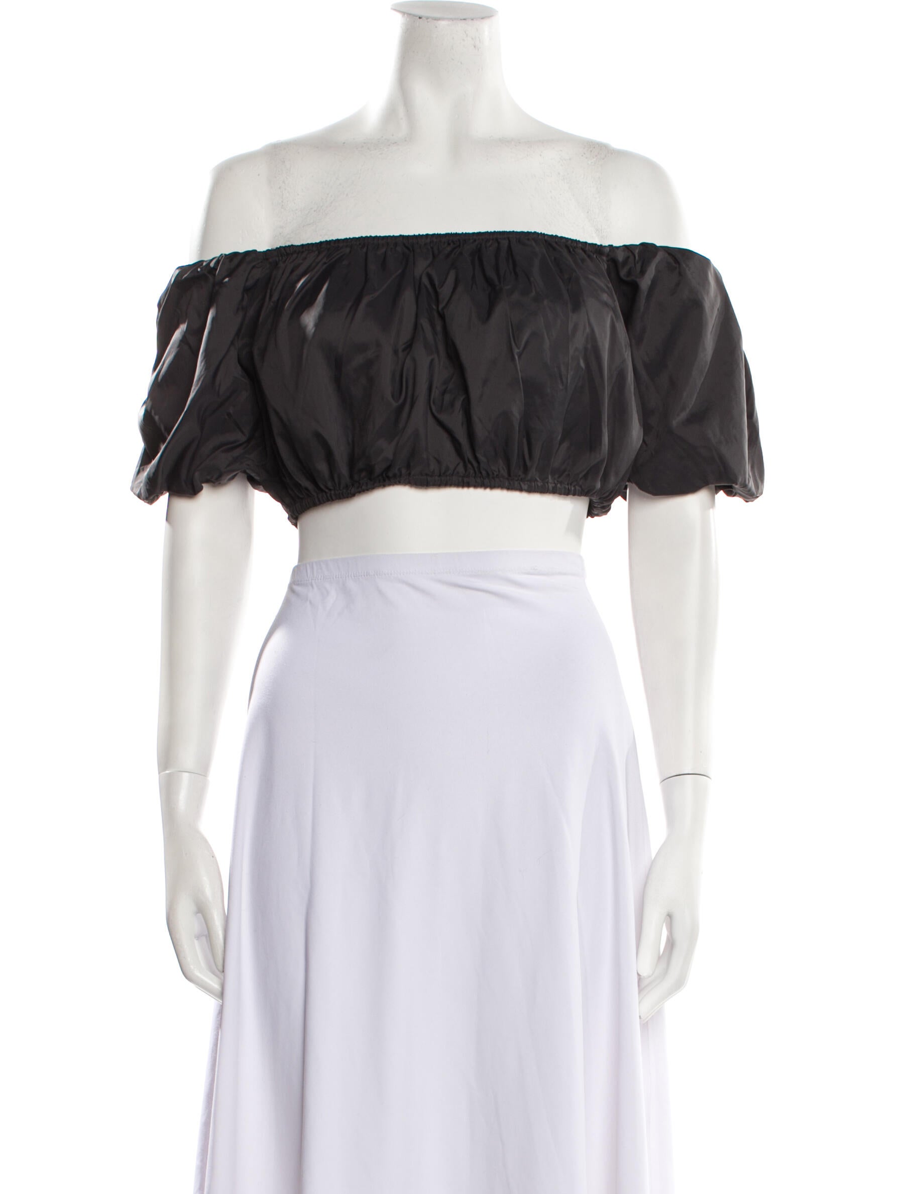 Staud Off-The-Shoulder Short Sleeve Crop Top - Black Tops, Clothing ...