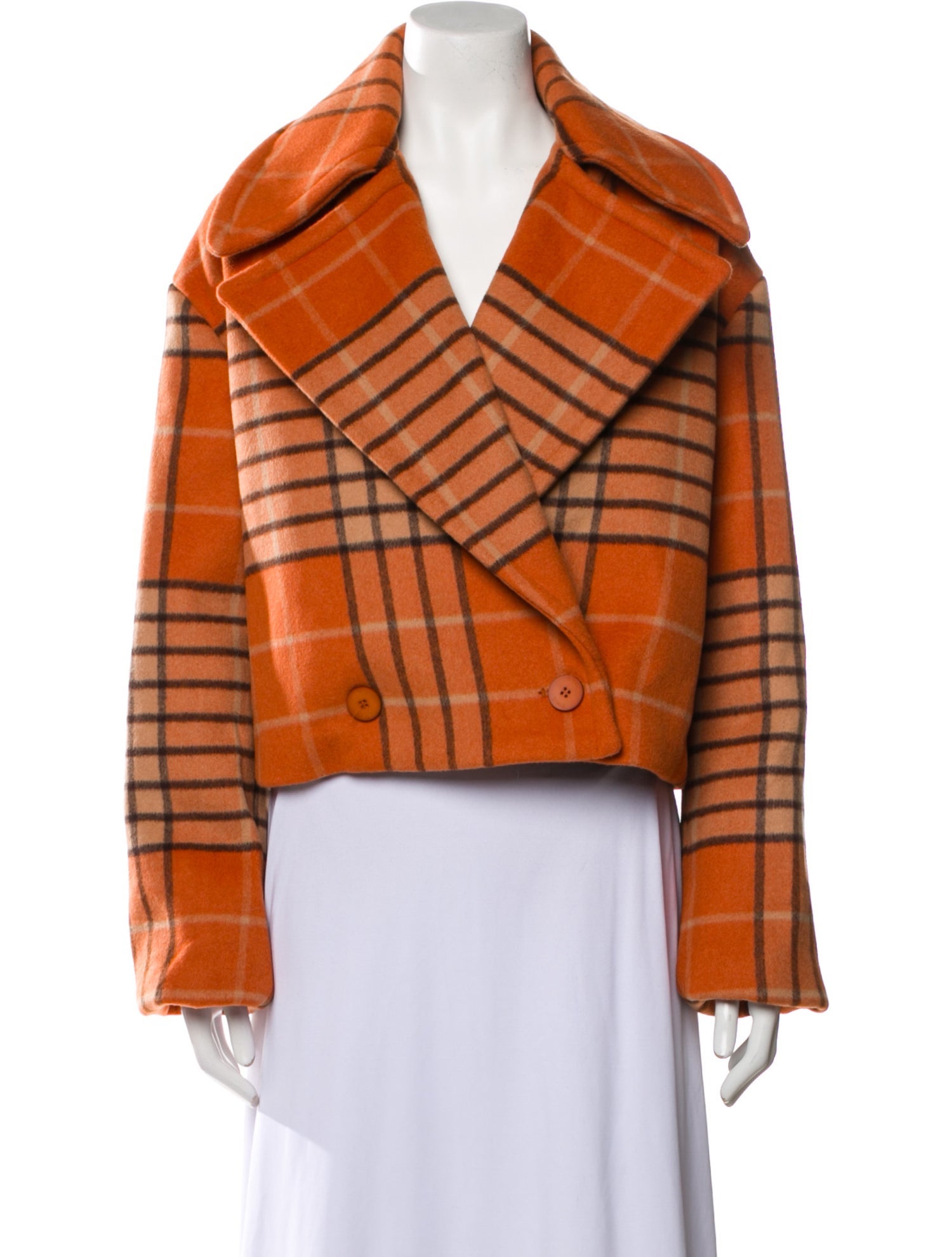 Staud Wool Plaid Print Blazer w/ Tags - Orange Jackets, Clothing ...