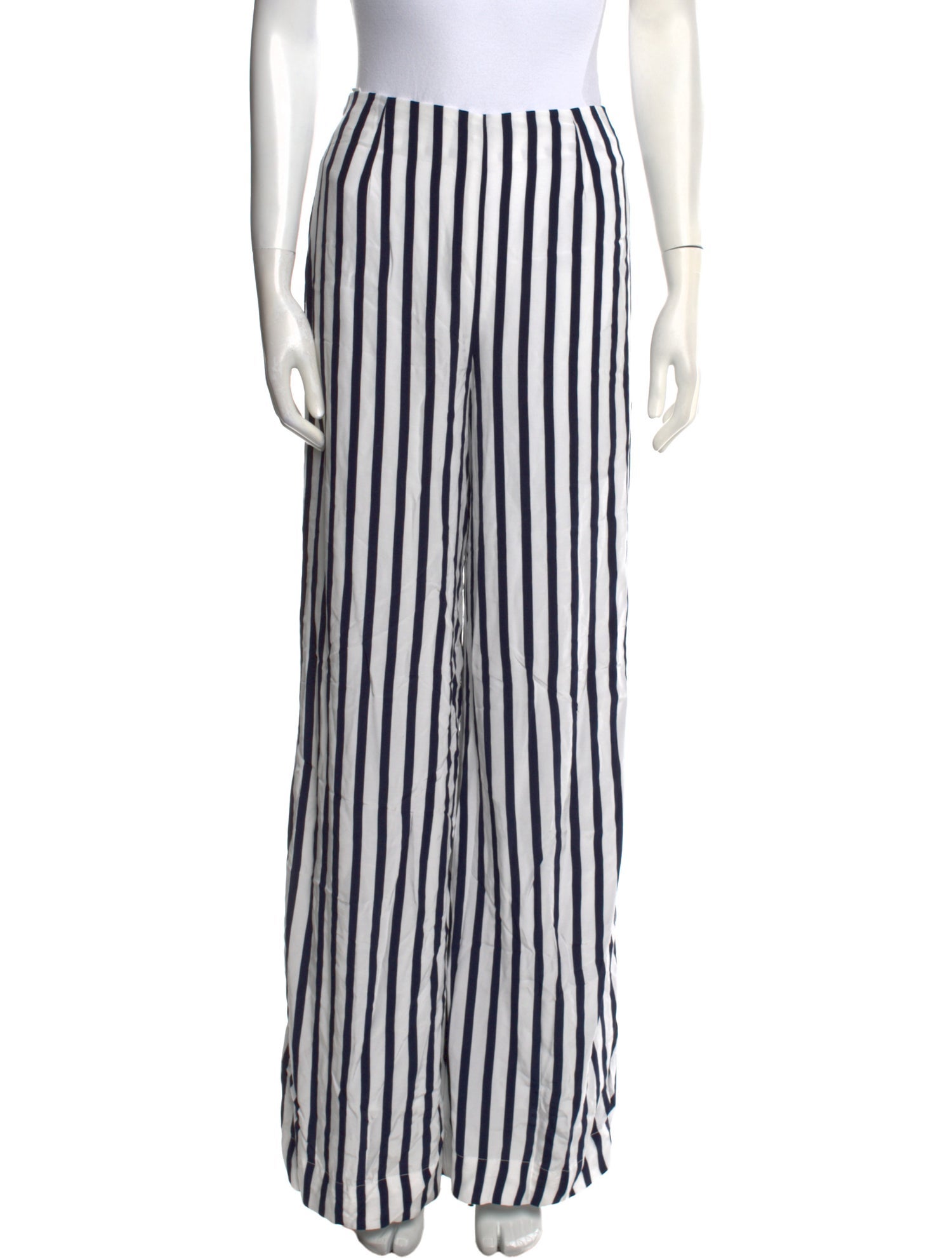 Staud Striped Wide Leg Pants - Blue, 12.25" Rise Pants, Clothing ...